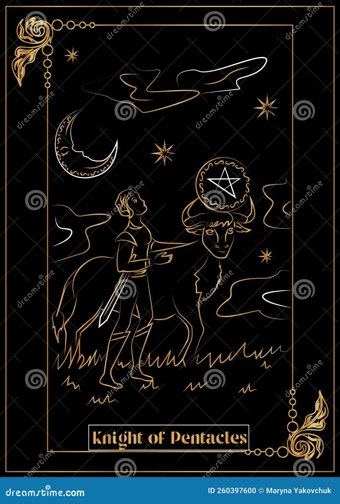 Knight Of Pentacles. Minor Arcana Tarot Card Vector Illustration ...