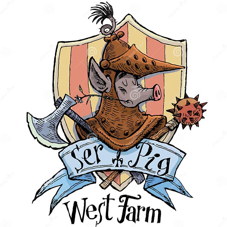Knight of pigs in armour stock illustration. Illustration of mace ...