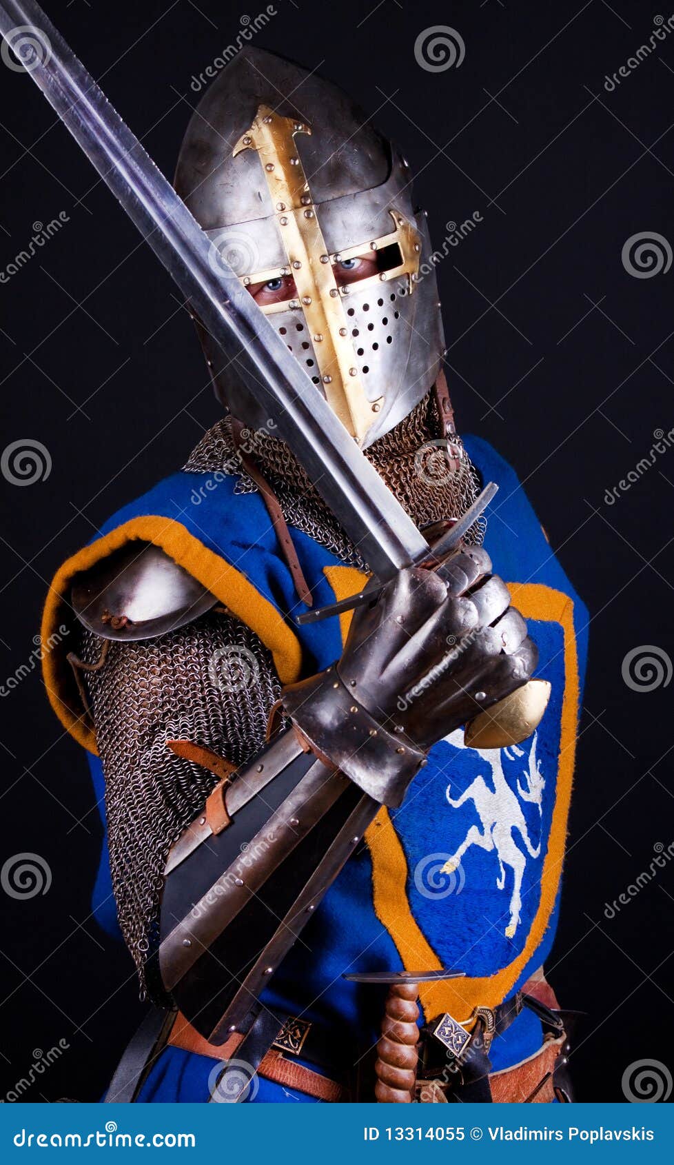 Knight posing with sword stock image. Image of armour - 13314055