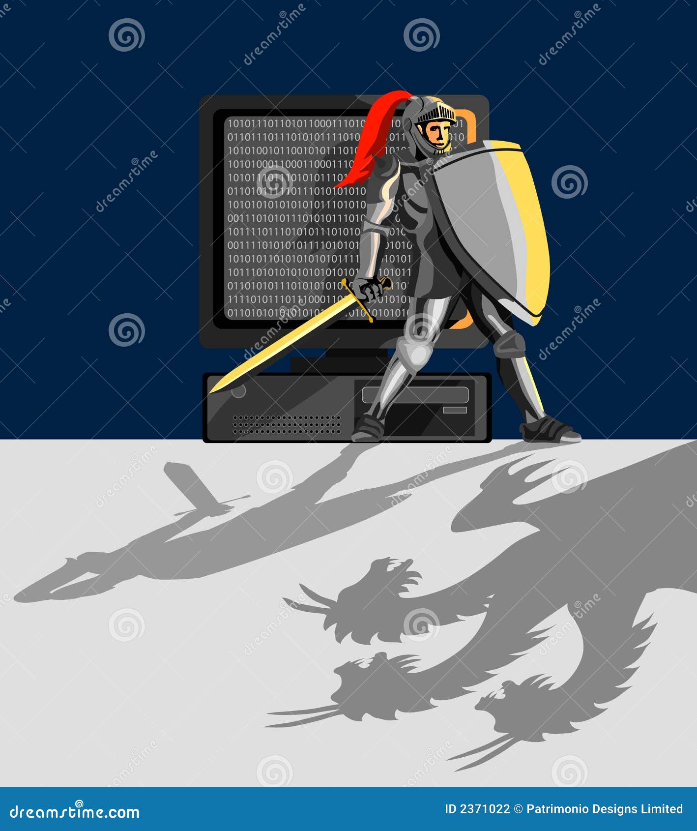 Knight protecting pc stock illustration. Illustration of trojan - 2371022