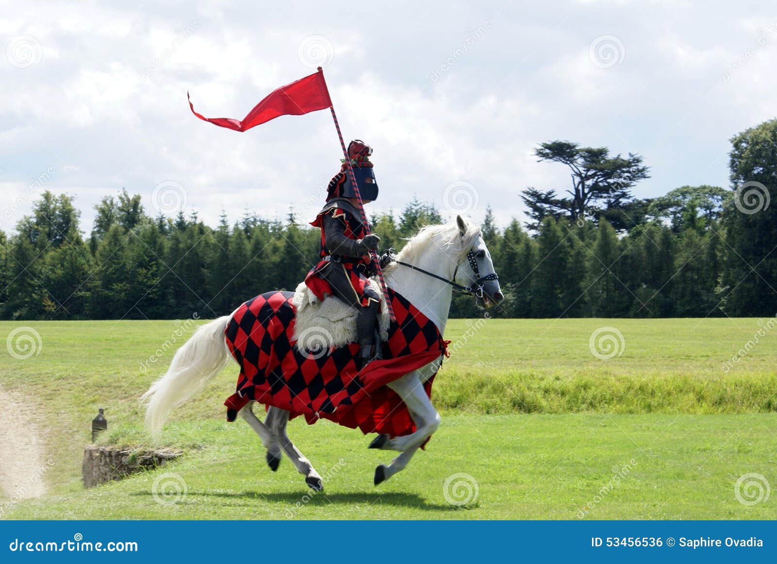 Knight Riding Horse in a Field Editorial Photo - Image of flag, helmet ...