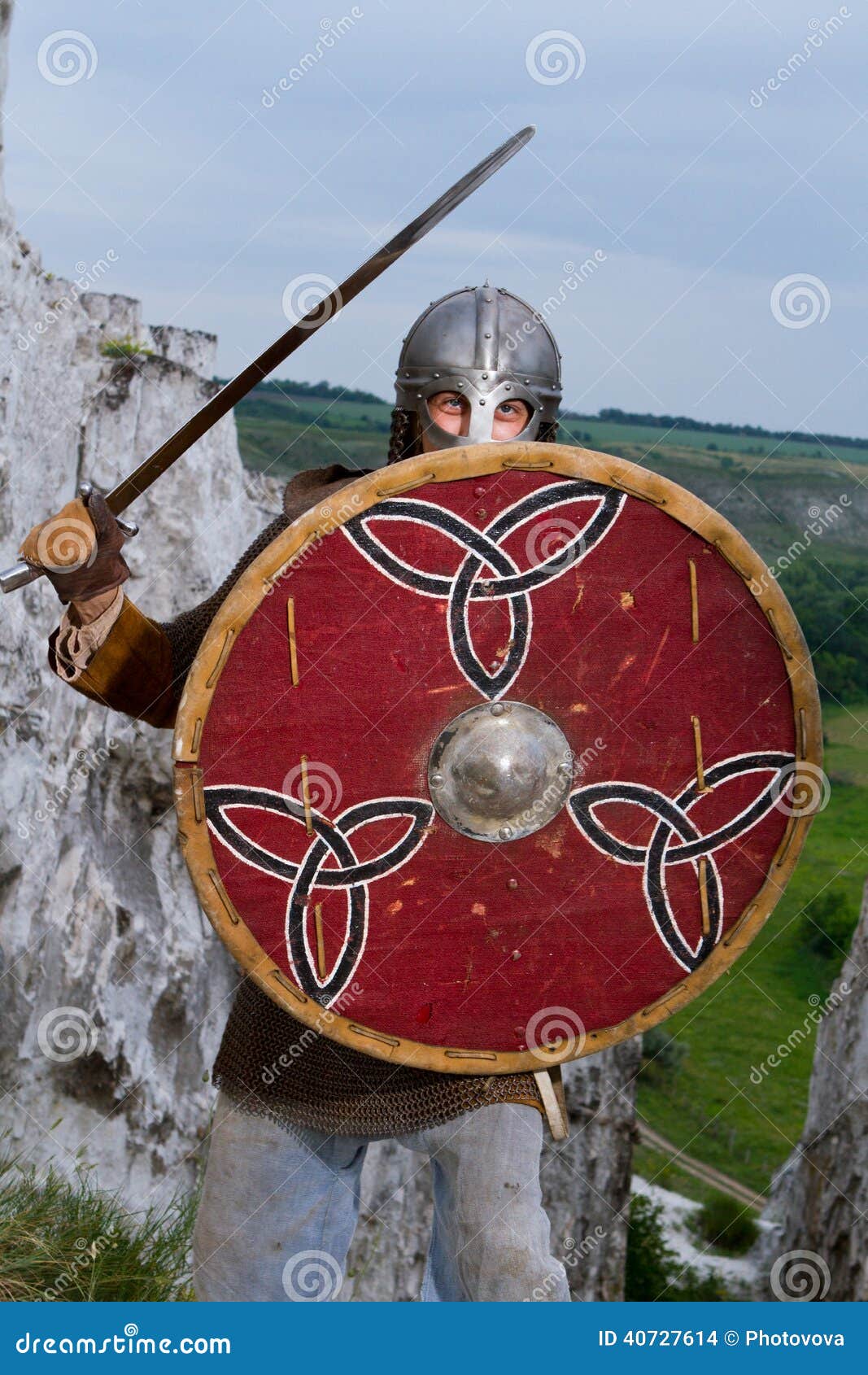 Knight on a rock stock photo. Image of reconstructor - 40727614