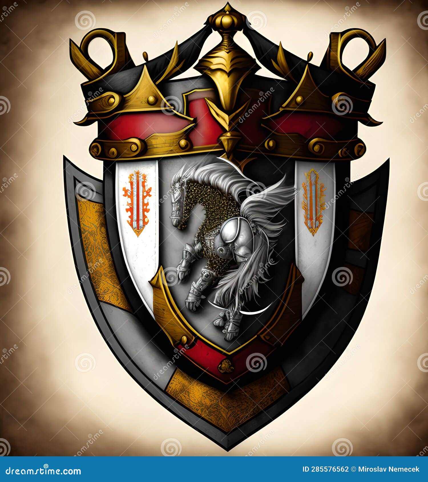 Knight S Ancient Crest, Generative AI Illustration Stock Illustration ...