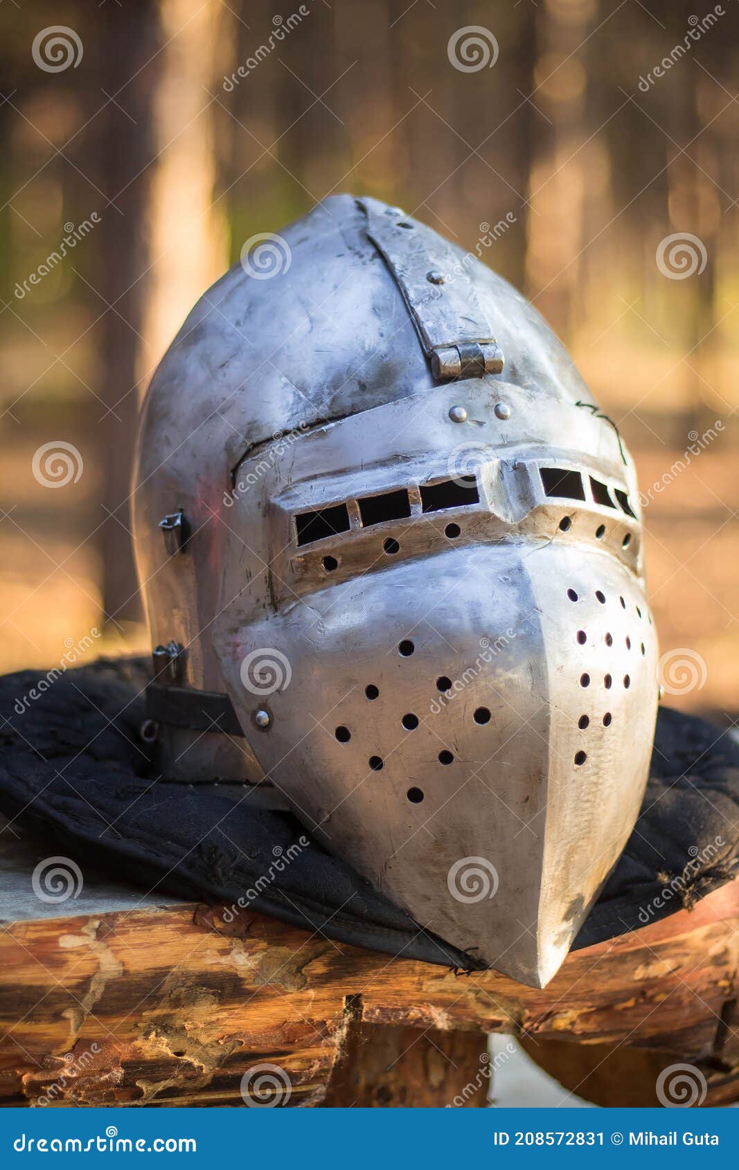 Knight`s Helmet with Visor Close-up Stock Image - Image of ancient ...