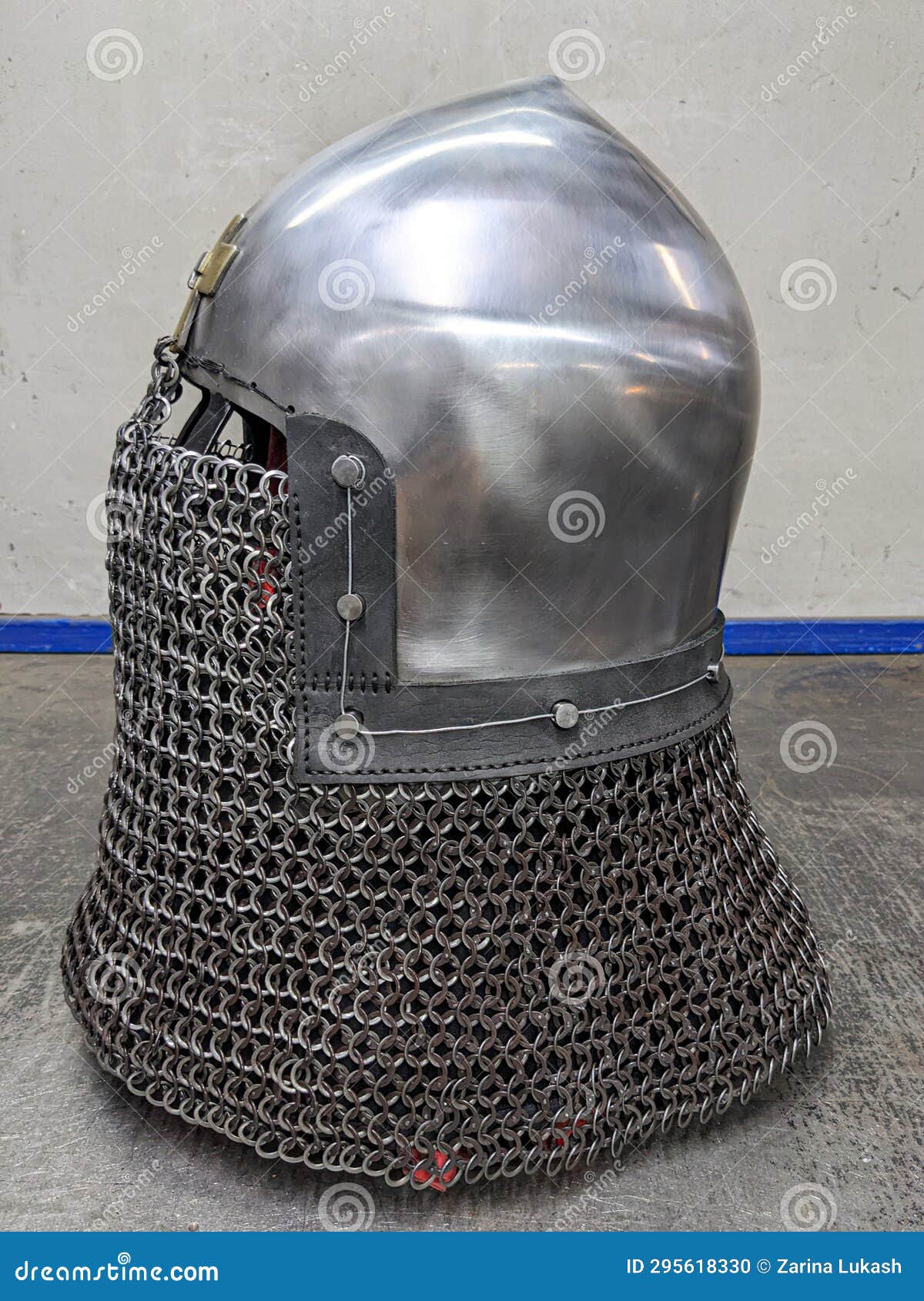 Knight S Metal Helmet with Aventail Chain Mail. Stock Photo - Image of ...