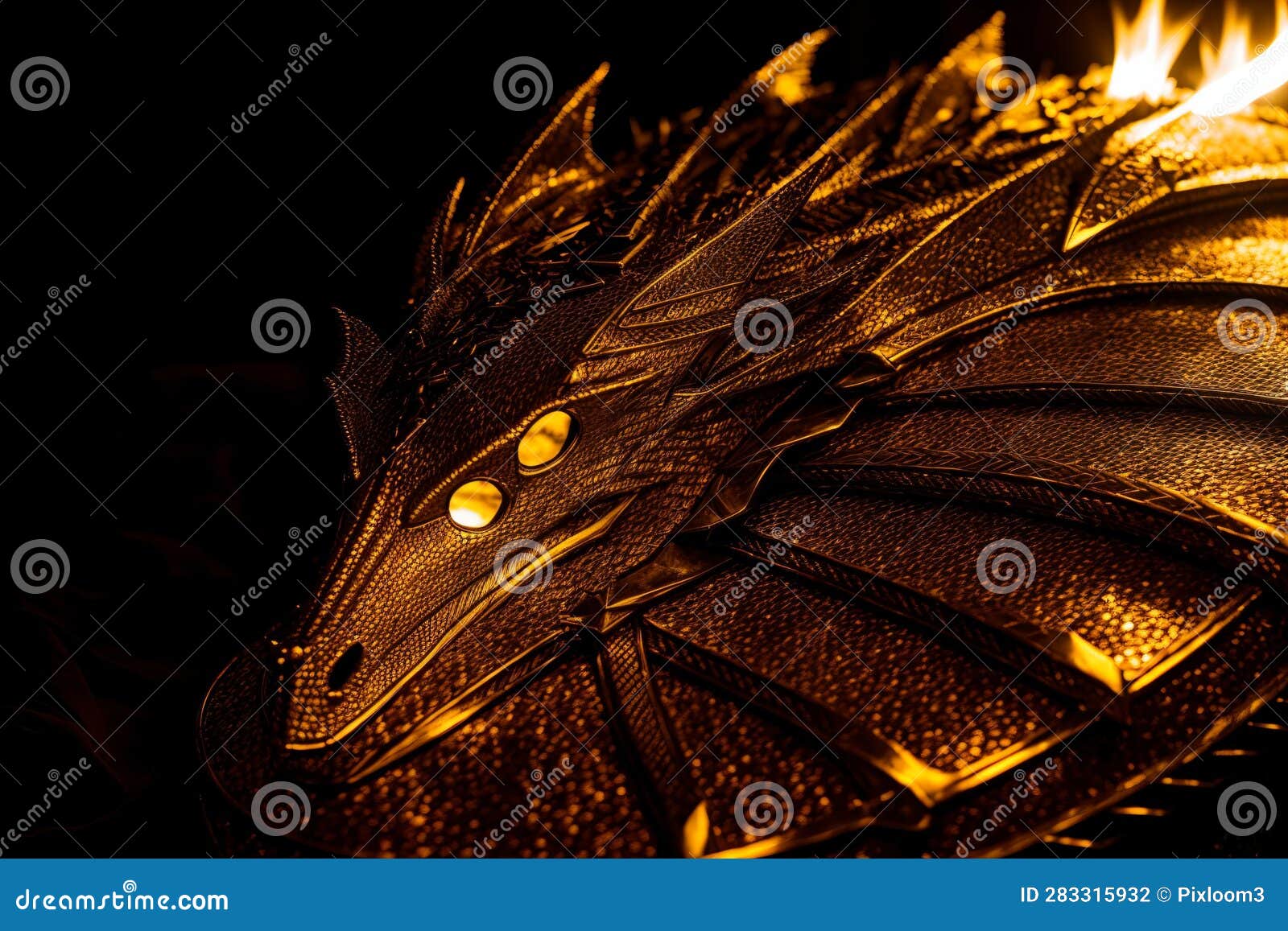 A Knight S Shield Reflecting a Dragon Made of Dancing Flames Stock ...