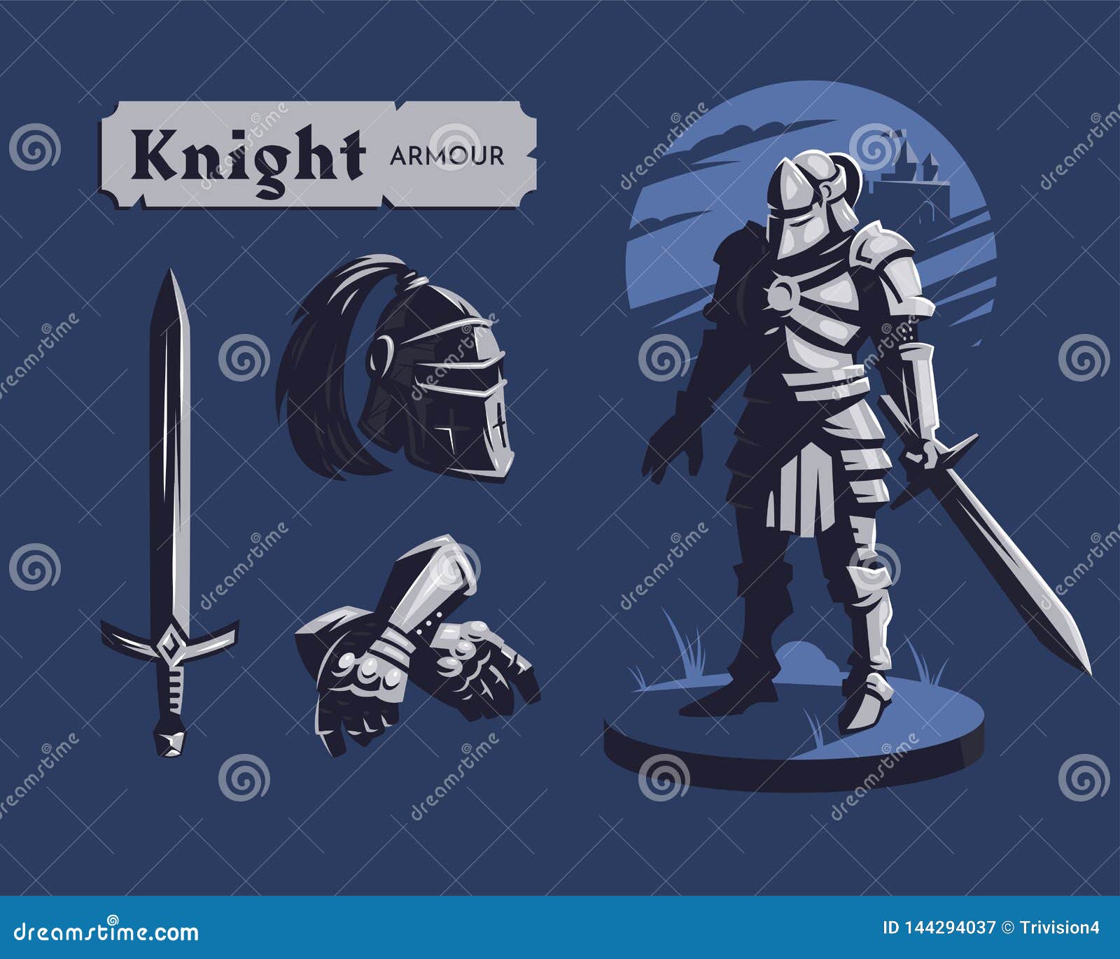 Knight armor set stock vector. Illustration of hero - 144294037