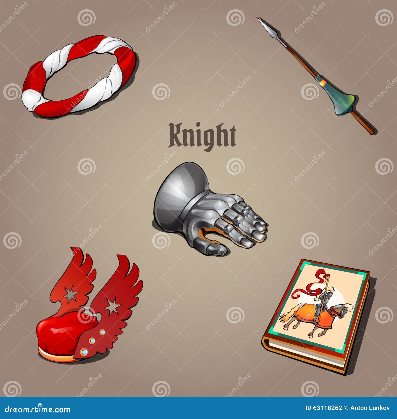 Knight Set, Part of the Vestments, Five Items Stock Vector ...