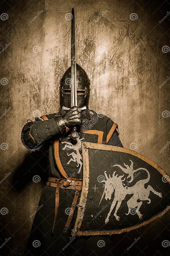 Knight with shield stock image. Image of anger, armour - 29479839