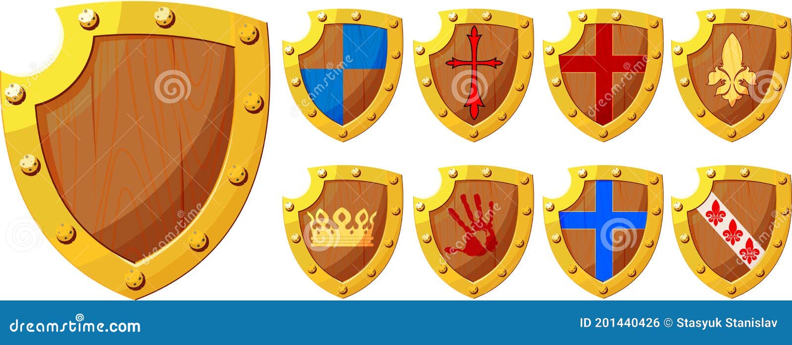 Knight shields set stock vector. Illustration of coat - 201440426