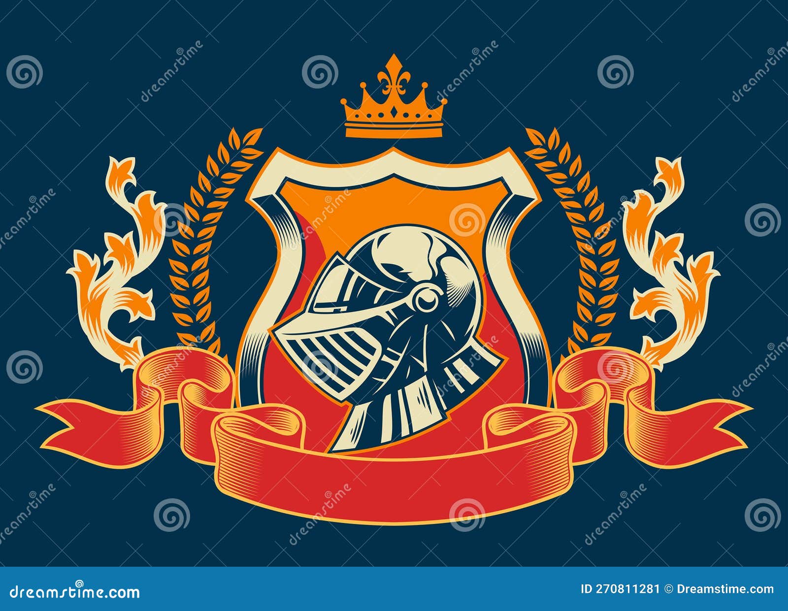 Knight Shirt Crest Design in Vintage Style Stock Vector - Illustration ...