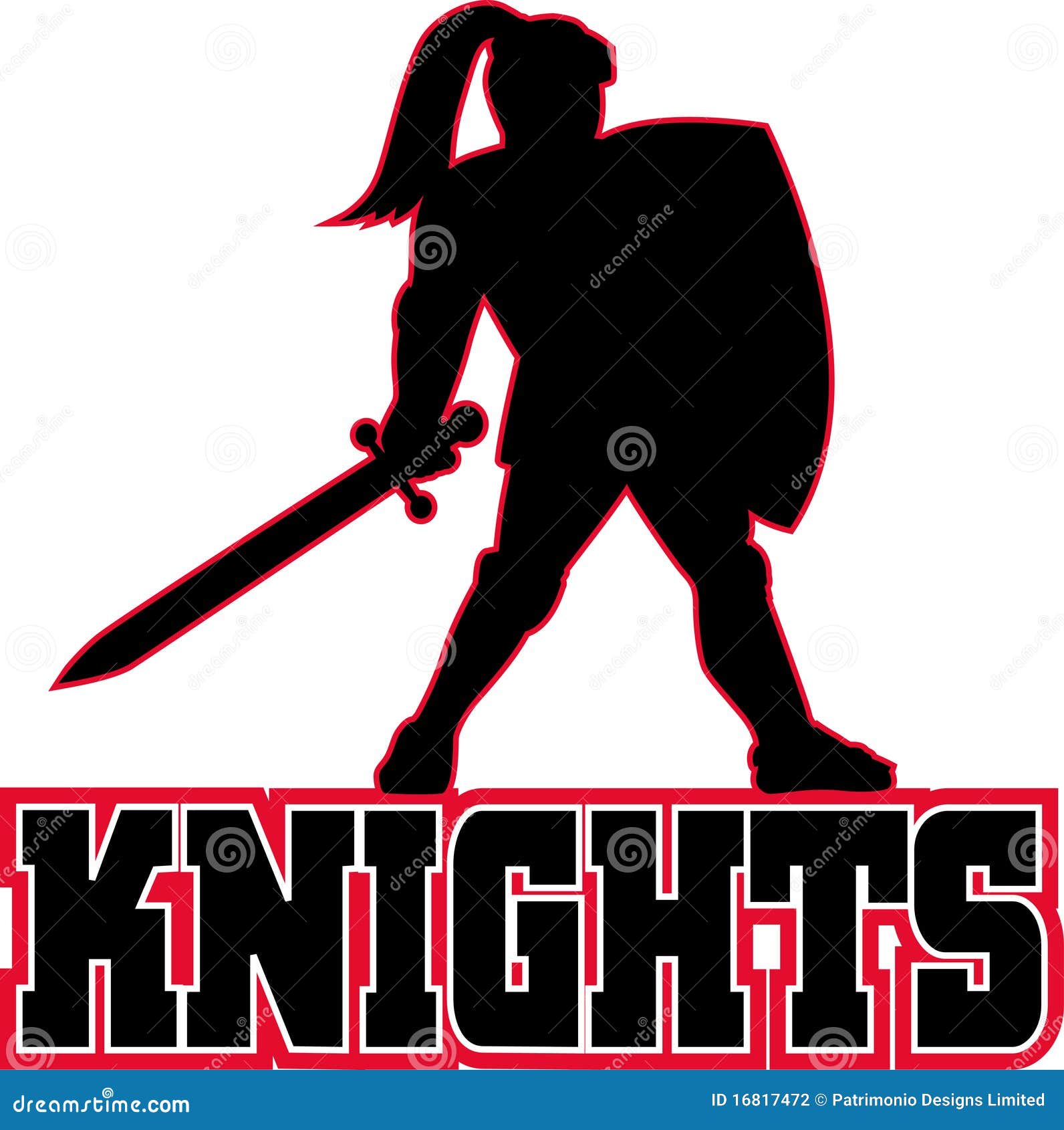 Knight Silhouette Shield Sword Stock Illustration - Illustration of ...