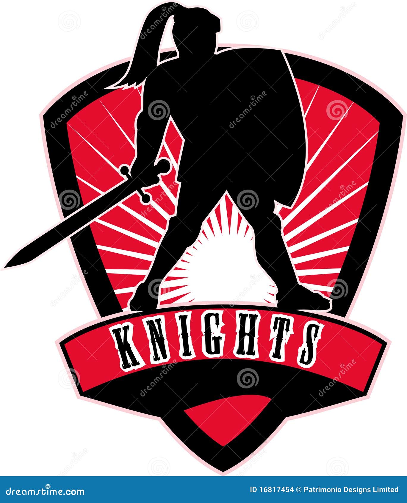 Knight Silhouette Sword Shield Stock Illustration - Illustration of ...