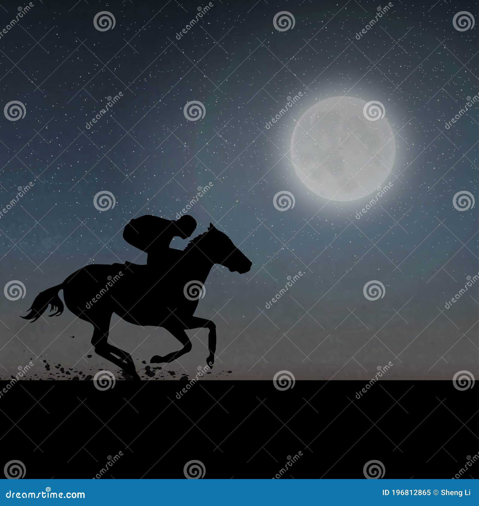 A Knight Sprinting Under the Moonlight Stock Vector - Illustration of ...