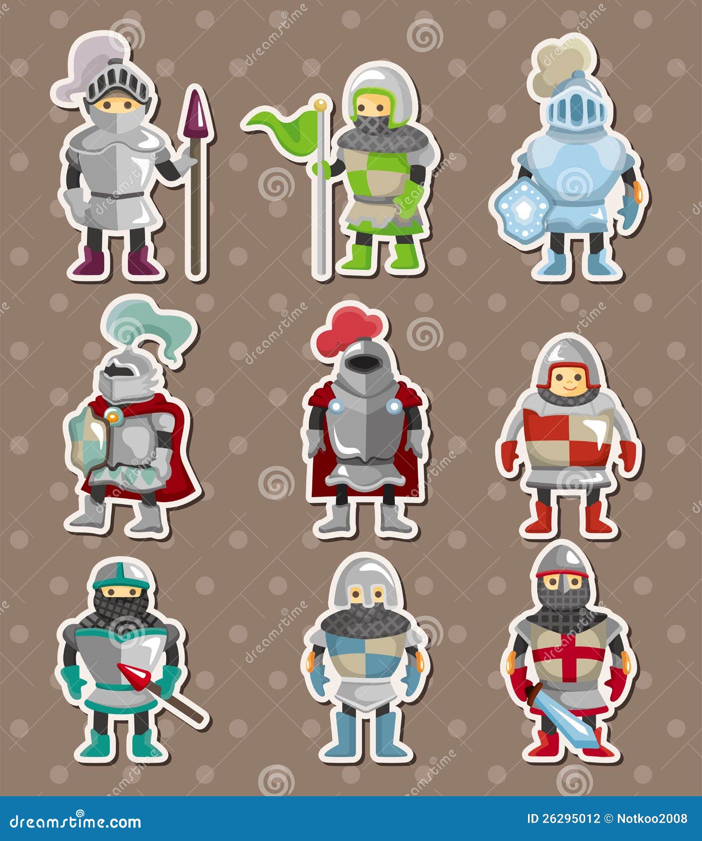 Knight stickers stock vector. Illustration of character - 26295012