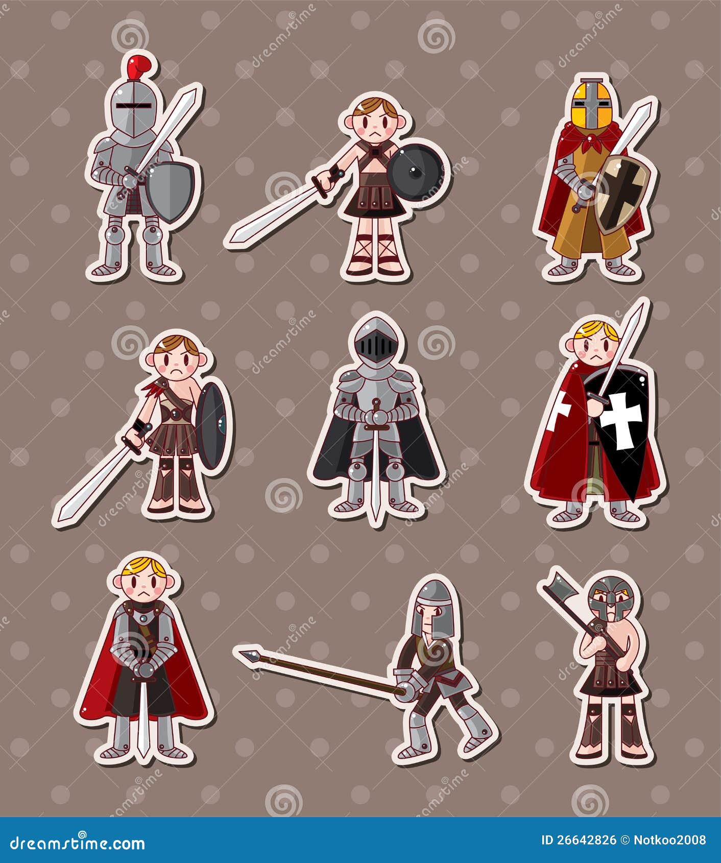 Knight stickers stock vector. Illustration of armor, knight - 26642826