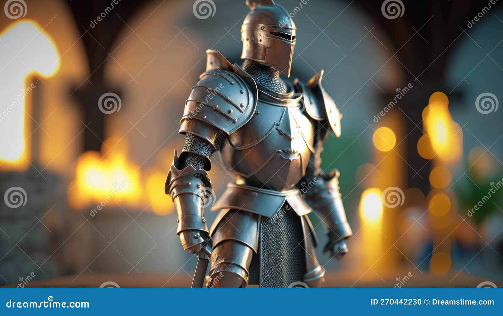 A Knight in a Suit of Armor Standing on a Table. Stock Illustration ...
