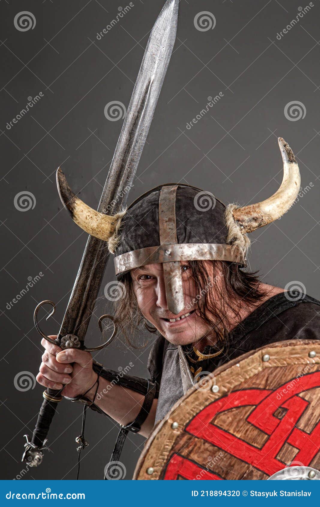 Knight with sword stock photo. Image of metallic, attack - 218894320