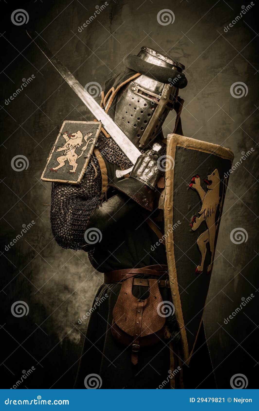 Knight with Sword and Shield Stock Image - Image of ages, chain: 29479821