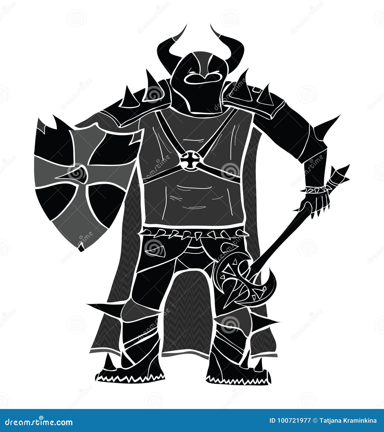 Knight with Sword and Shield Detailed Vector Silhouette. Stock Vector ...