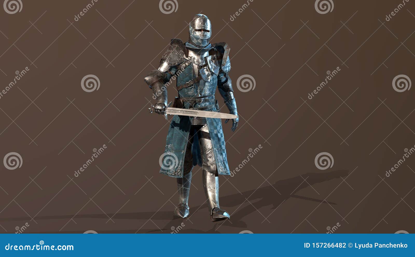 Knight Swordsman In Full Armour, 3D Render Stock Image | CartoonDealer ...