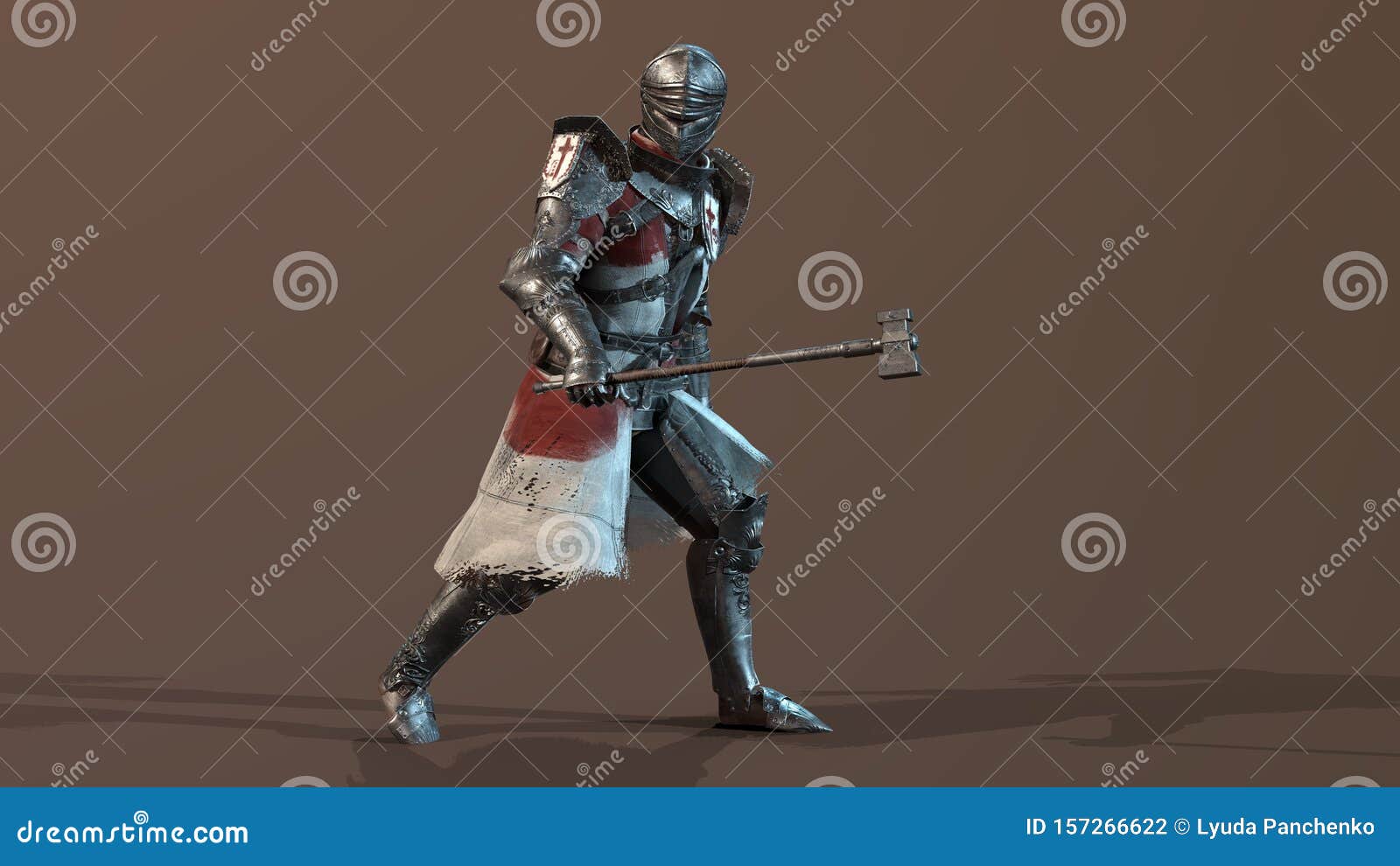 Knight Swordsman In Full Armour, 3D Render Royalty-Free Stock Image ...