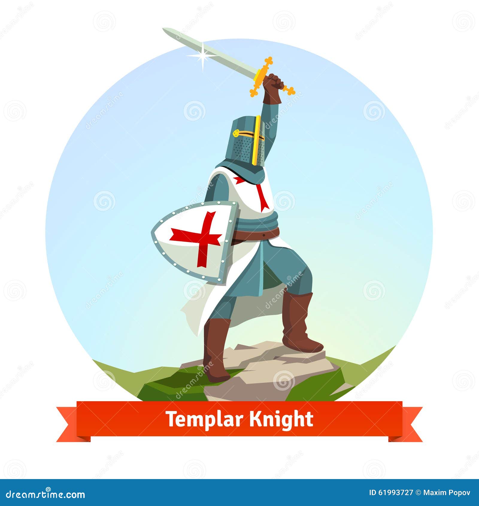 Shield Of Templar Knights. Cross Of The Templars. Isolated On White ...
