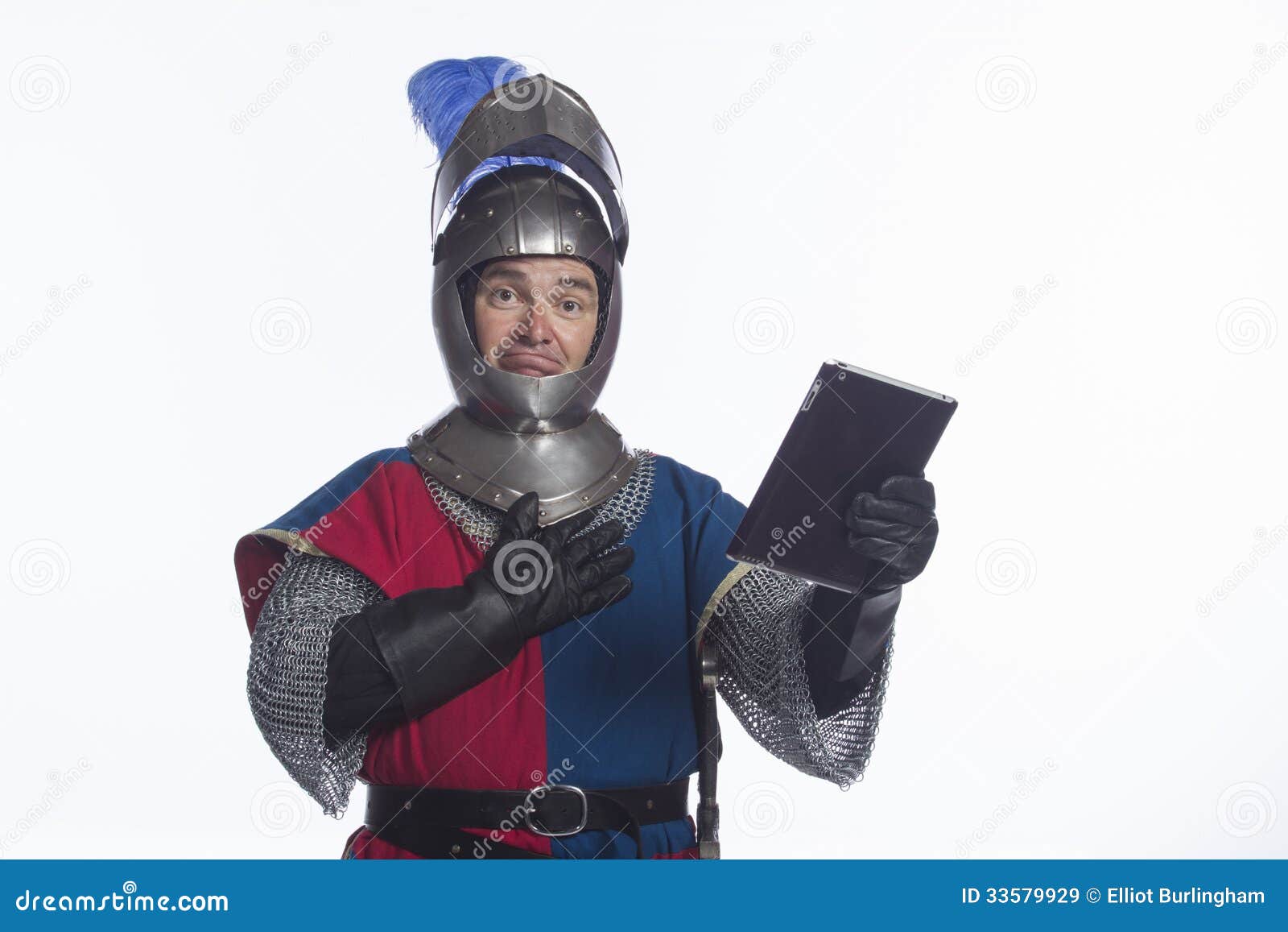 Knight Using Electronic Tablet Horizontal Stock Image - Image of ...