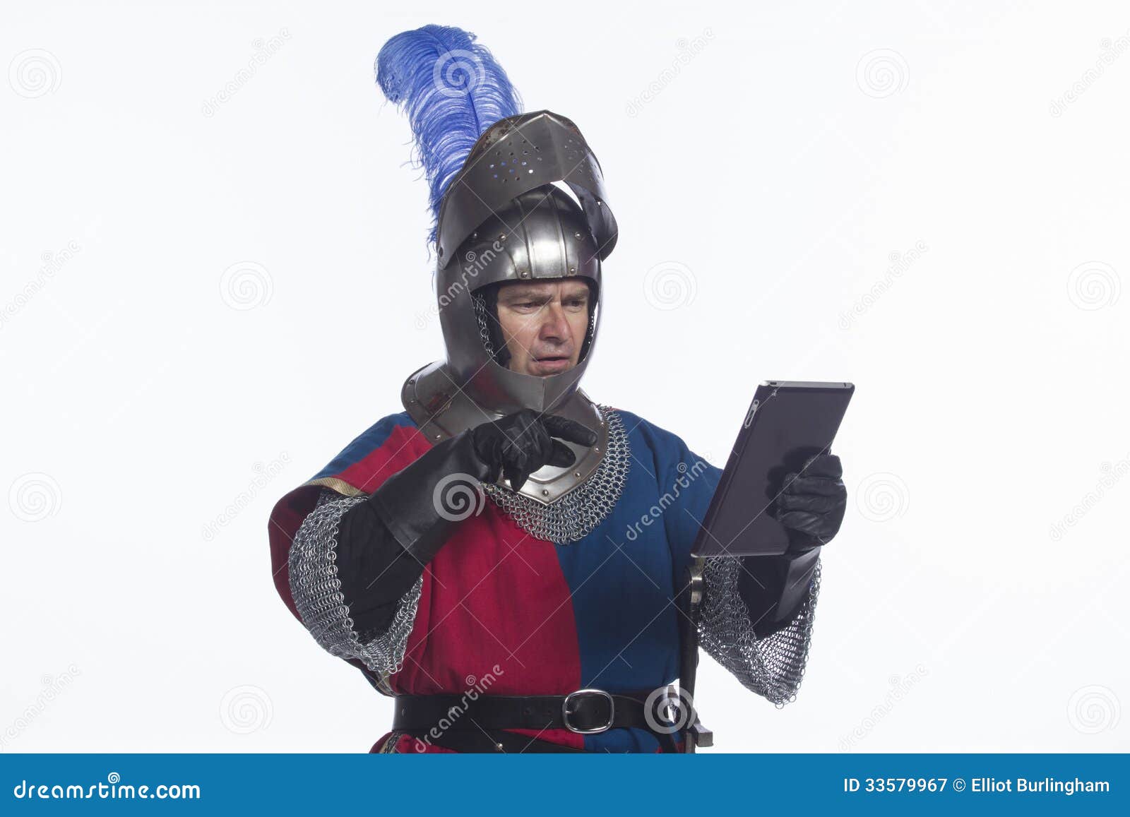 Knight Using Electronic Tablet Horizontal Stock Image - Image of power ...