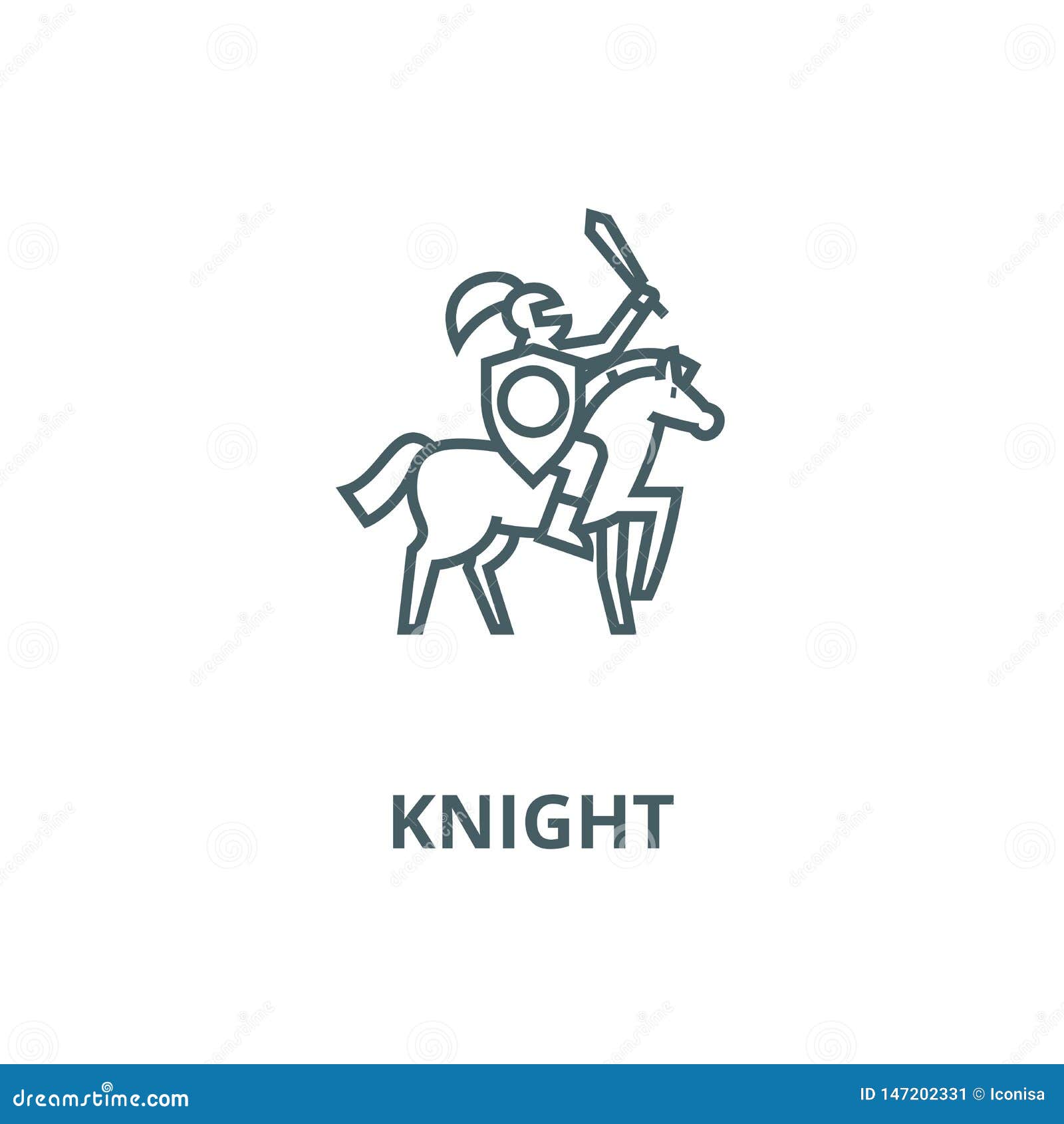 Knight Vector Line Icon, Linear Concept, Outline Sign, Symbol Stock ...