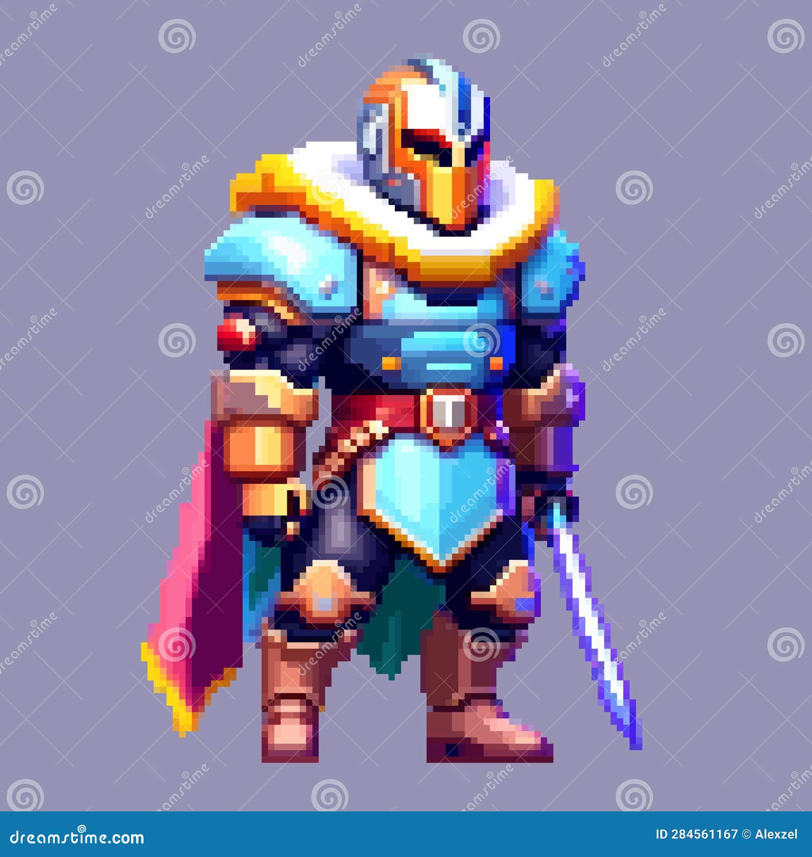 Knight Warrior Pixel Art Character for 8 Bit Game Stock Vector ...
