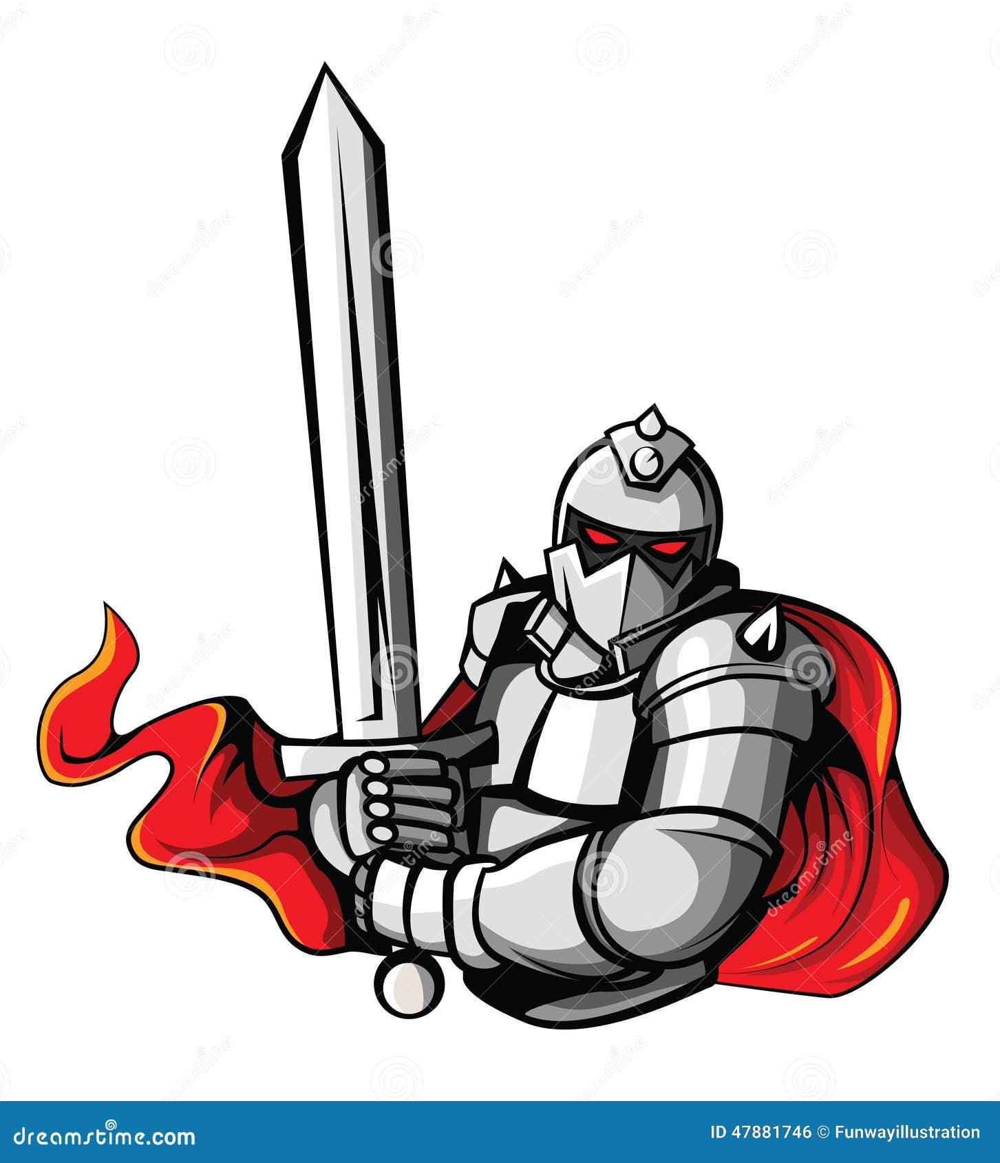 Knight Warrior Vector Illustration Stock Vector - Illustration of sword ...