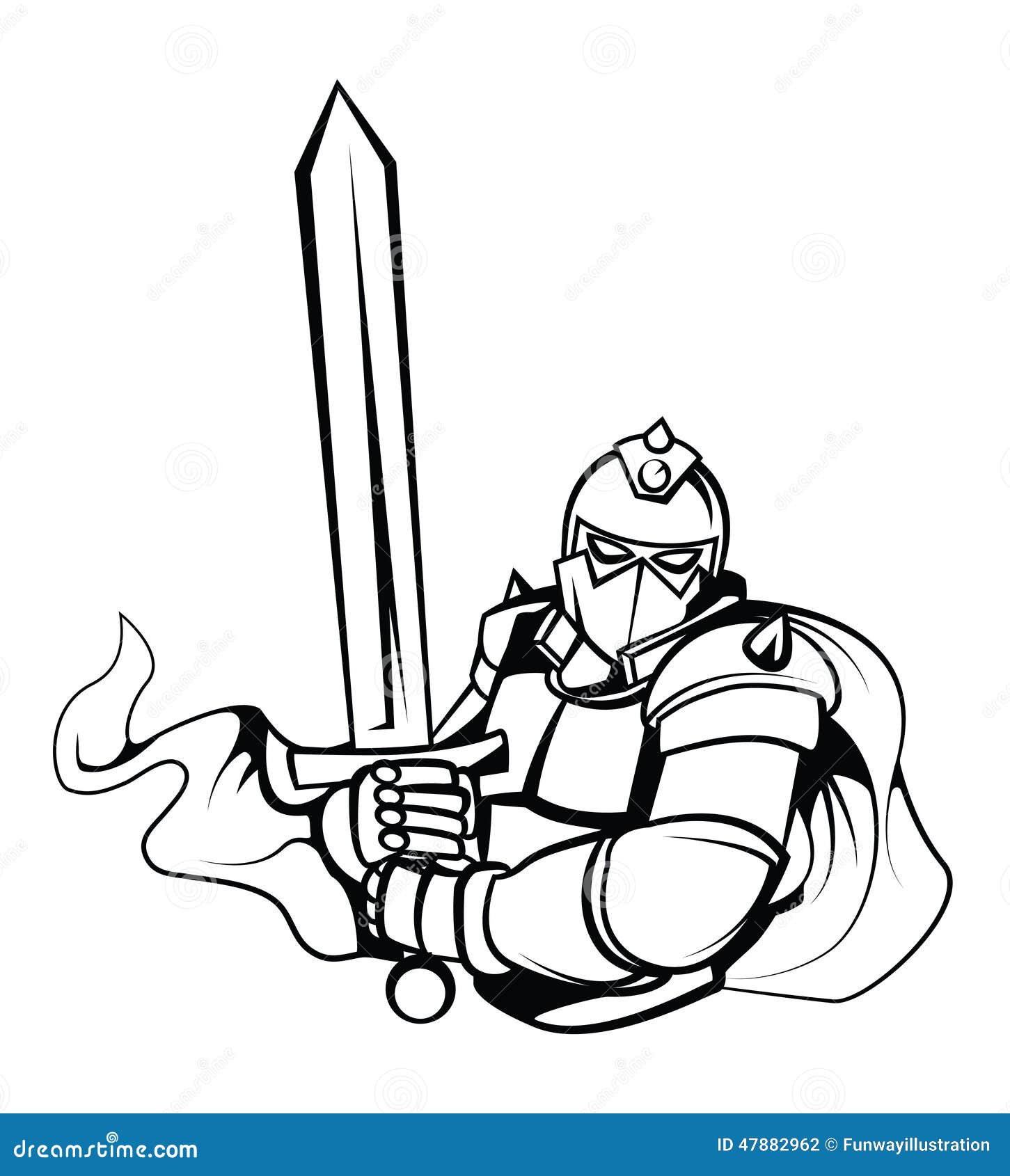 Knight Warrior Vector Illustration Stock Vector - Illustration of sport ...