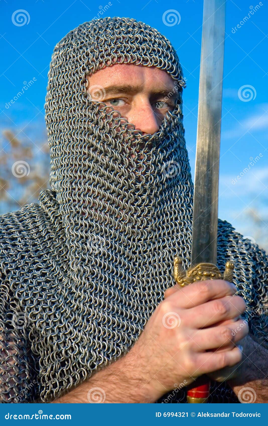 Knight Wearing Armour and Hold on a Sword Stock Image - Image of knight ...