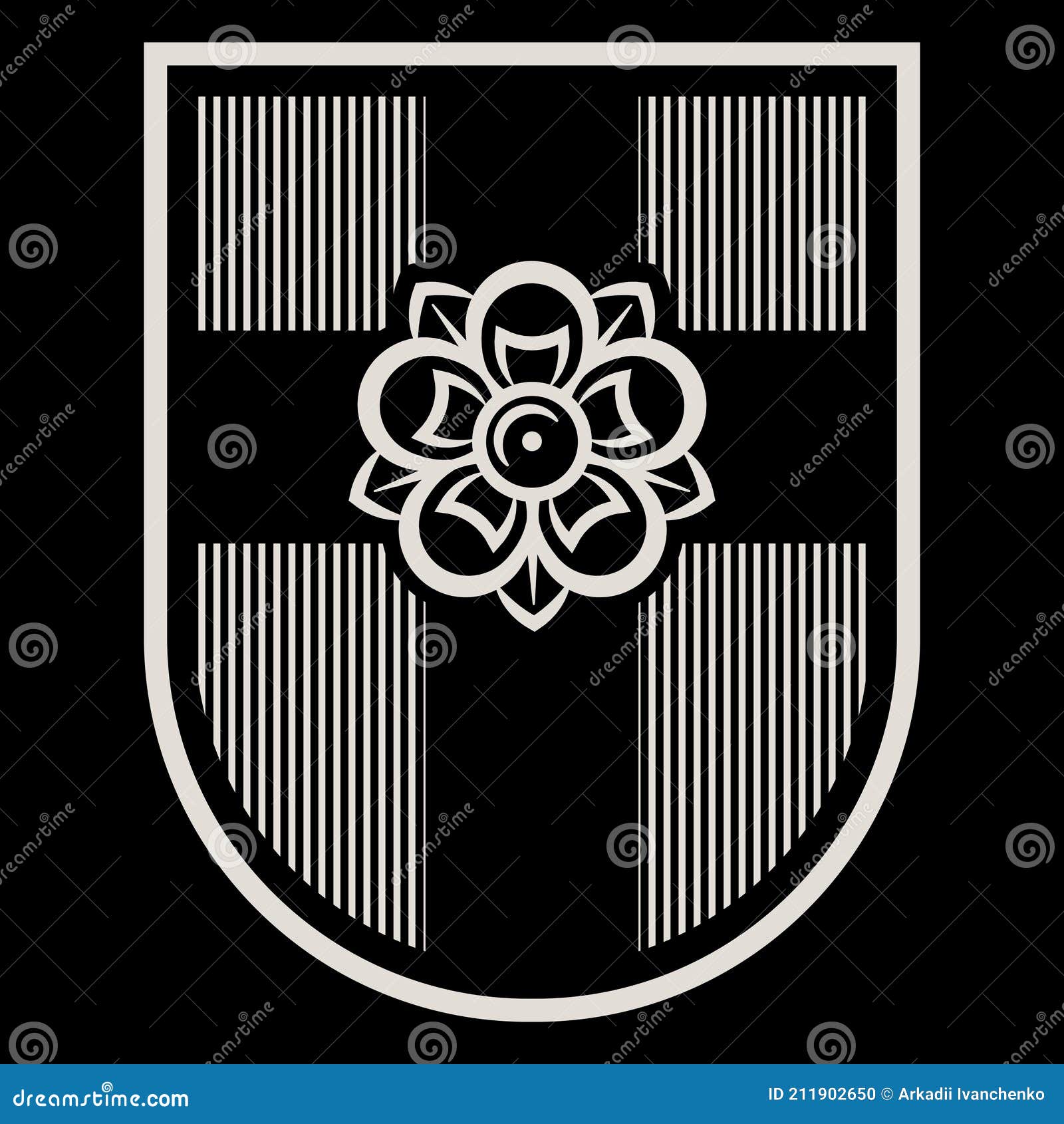 Knightly Design. Crusader Knight Shield with Rose Stock Illustration ...