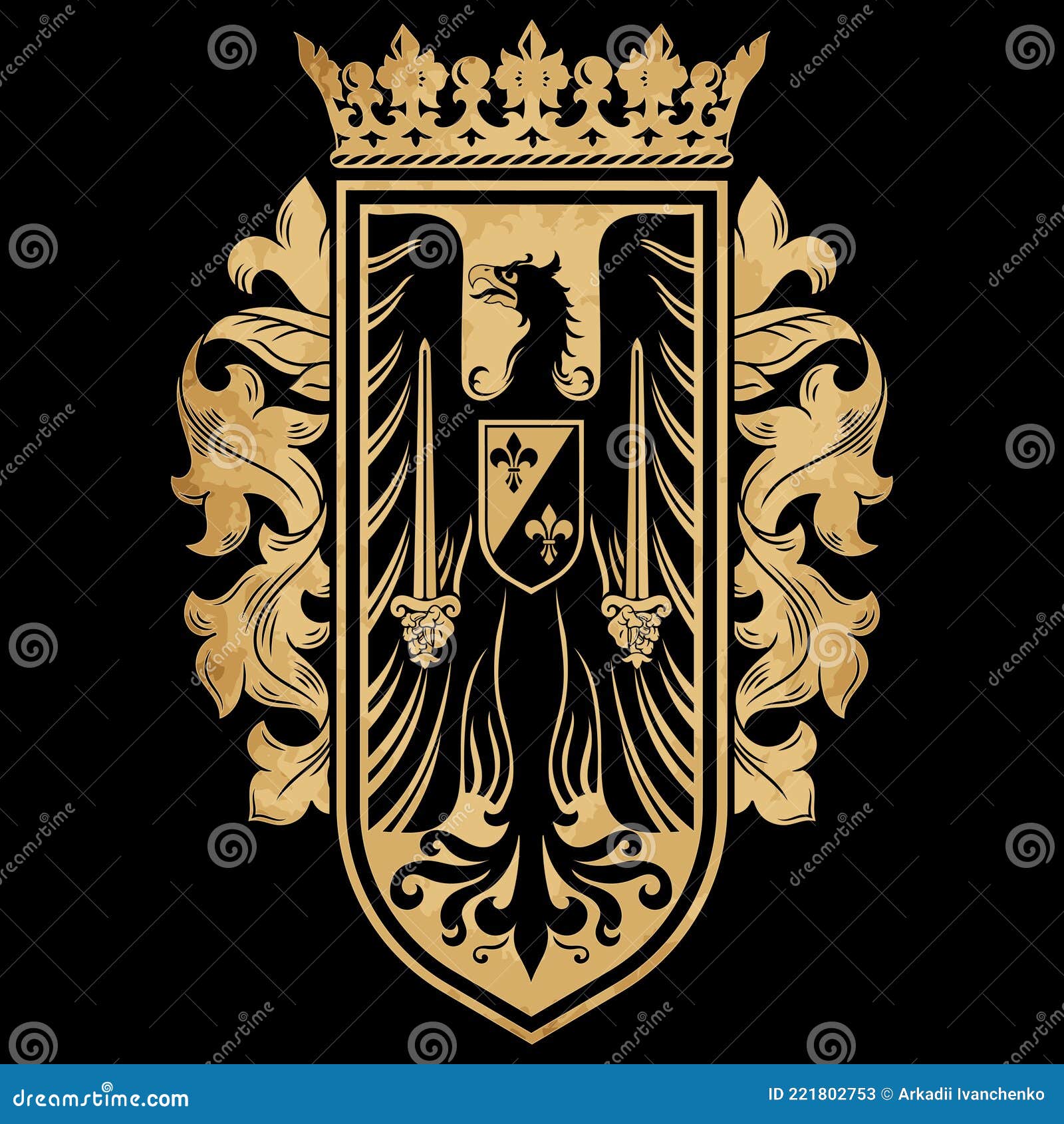 Knightly Design. Medieval Heraldic Emblem Design, Heraldic Eagle, and ...