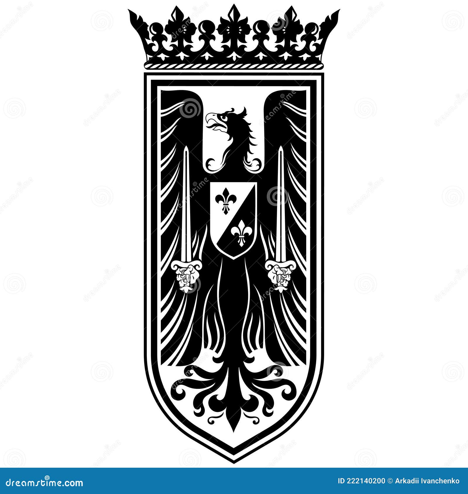 Knightly Design. Medieval Heraldic Emblem Design, Heraldic Eagle, and ...