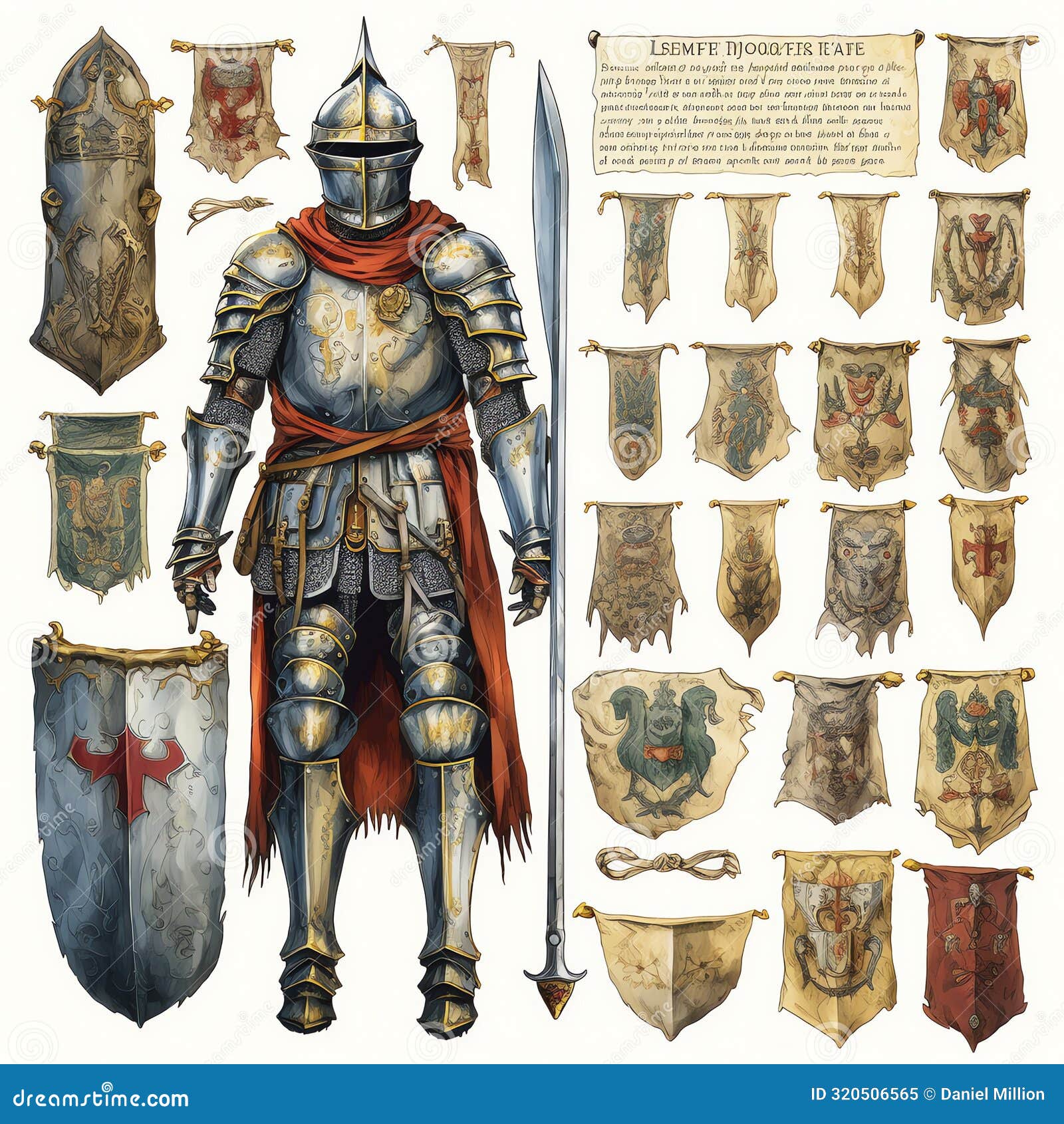 Knightly Oath Medieval Watercolor Fantasy Stock Illustration ...