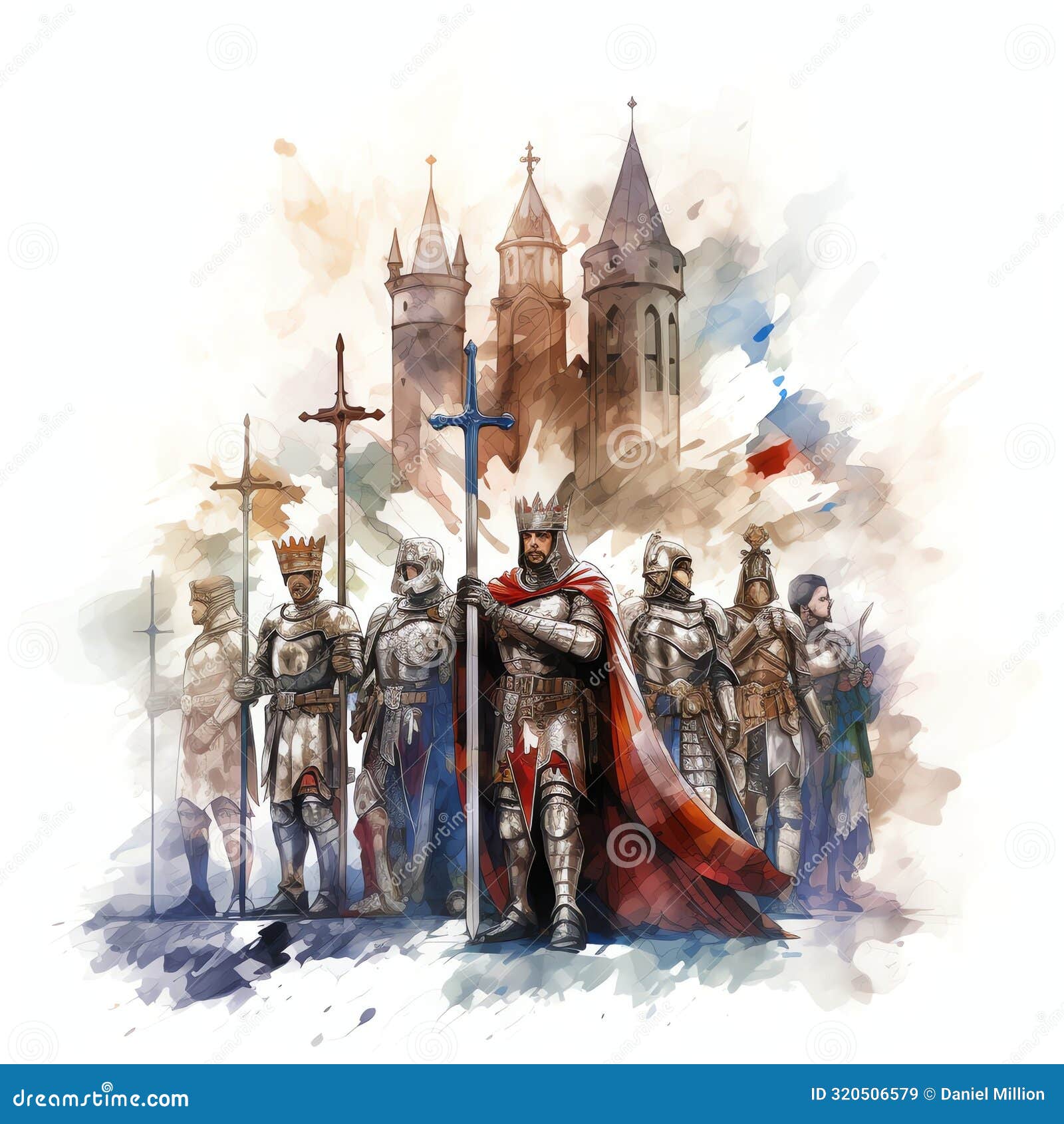 Knightly Oath Medieval Watercolor Fantasy Stock Illustration ...