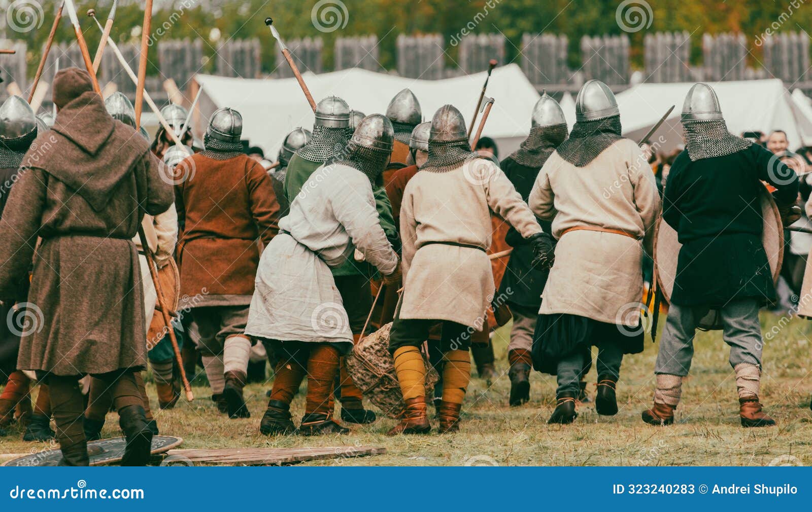 Knights in Armor with Weapons at War Stock Image - Image of viking ...