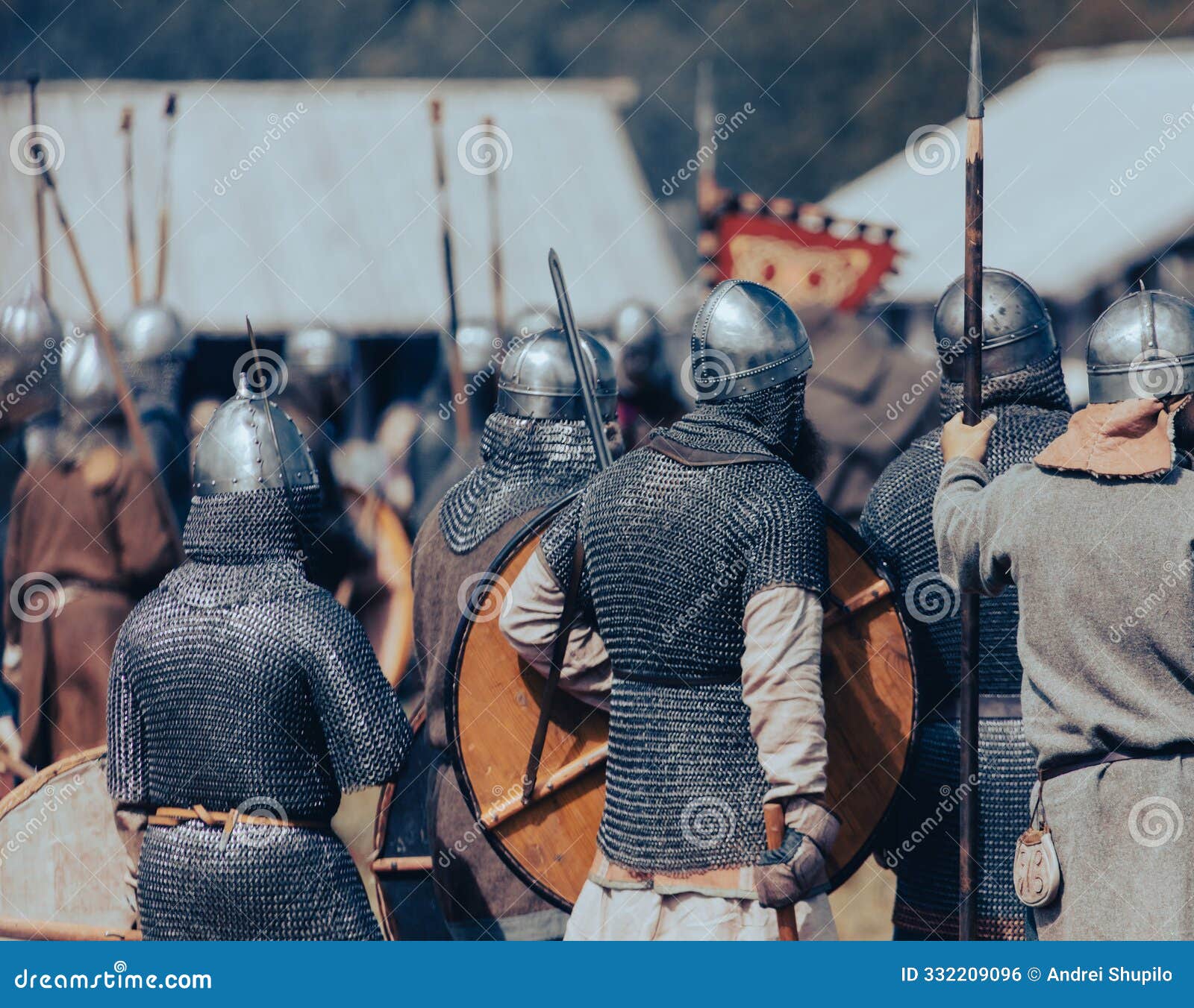 Knights in Armor with Weapons at War Stock Photo - Image of crowd ...