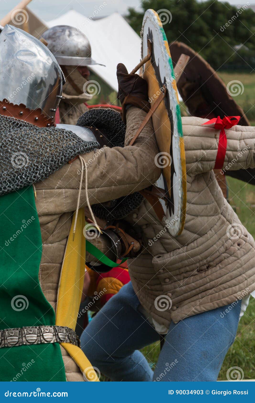 Knights in Battle with Silver Helmets and Shields Editorial Stock Photo ...