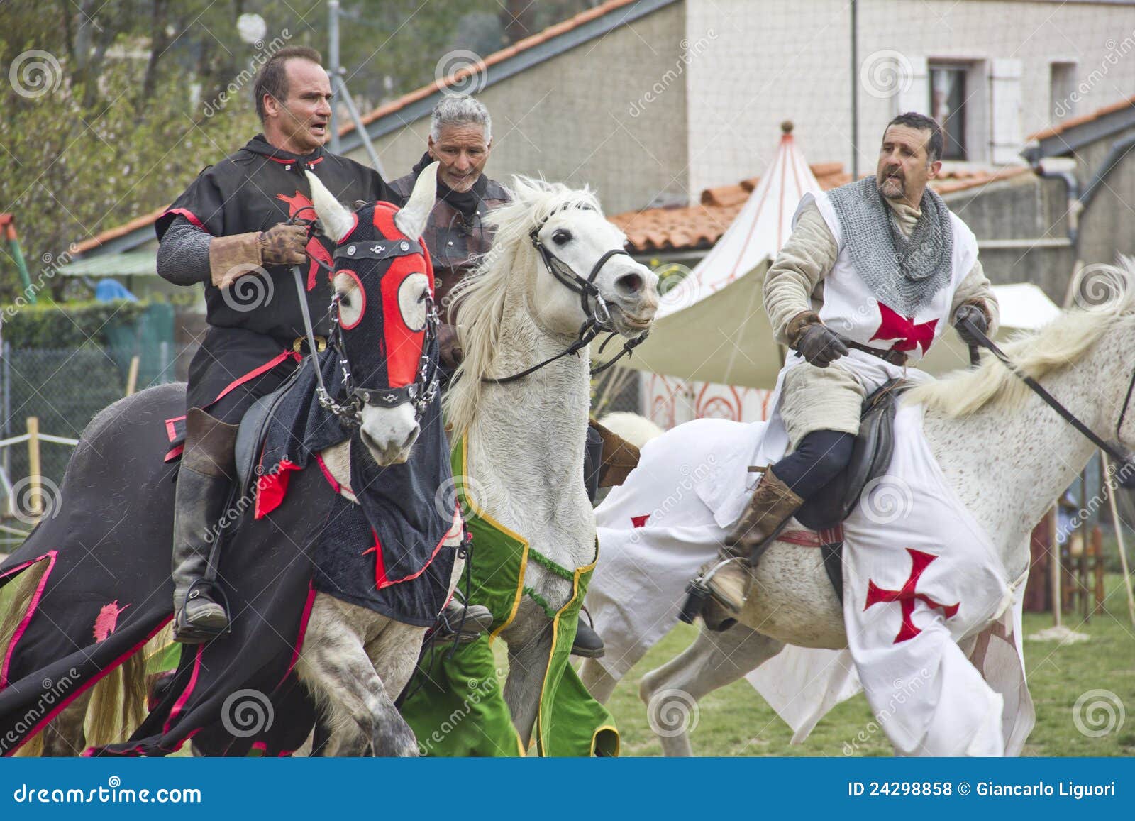 Knights riding horses editorial stock photo. Image of flag - 24298858
