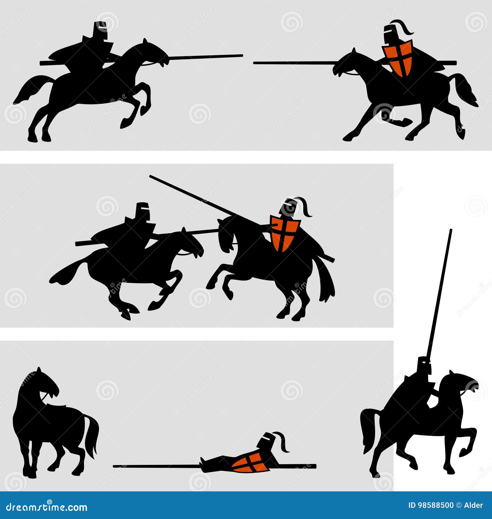 Knights tournament stock vector. Illustration of gallop - 98588500