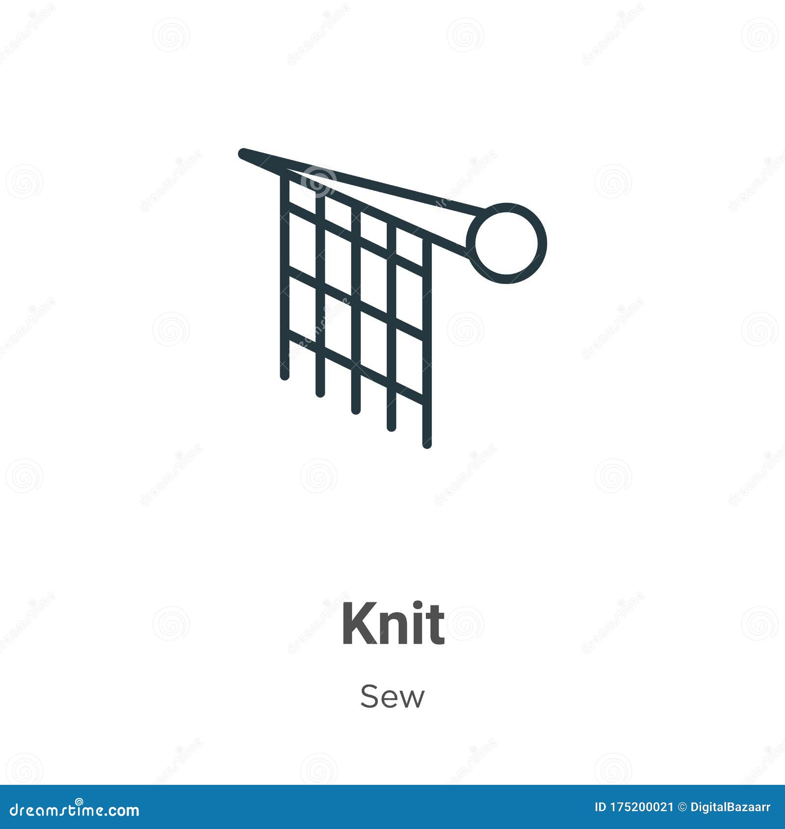 Knit Outline Vector Icon. Thin Line Black Knit Icon, Flat Vector Simple ...