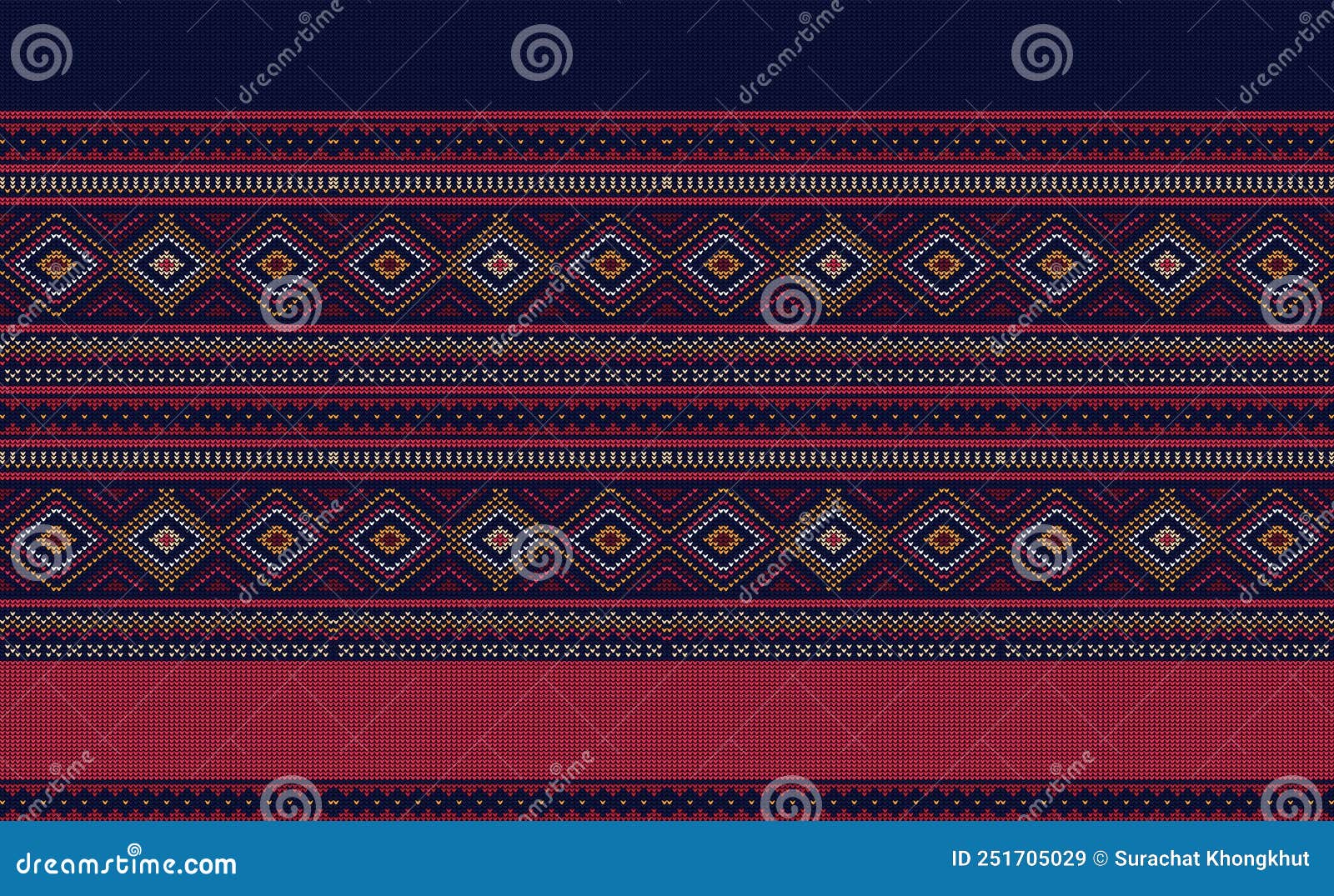 Knit Pattern Vector, Red Embroidery Design on Black Background ...