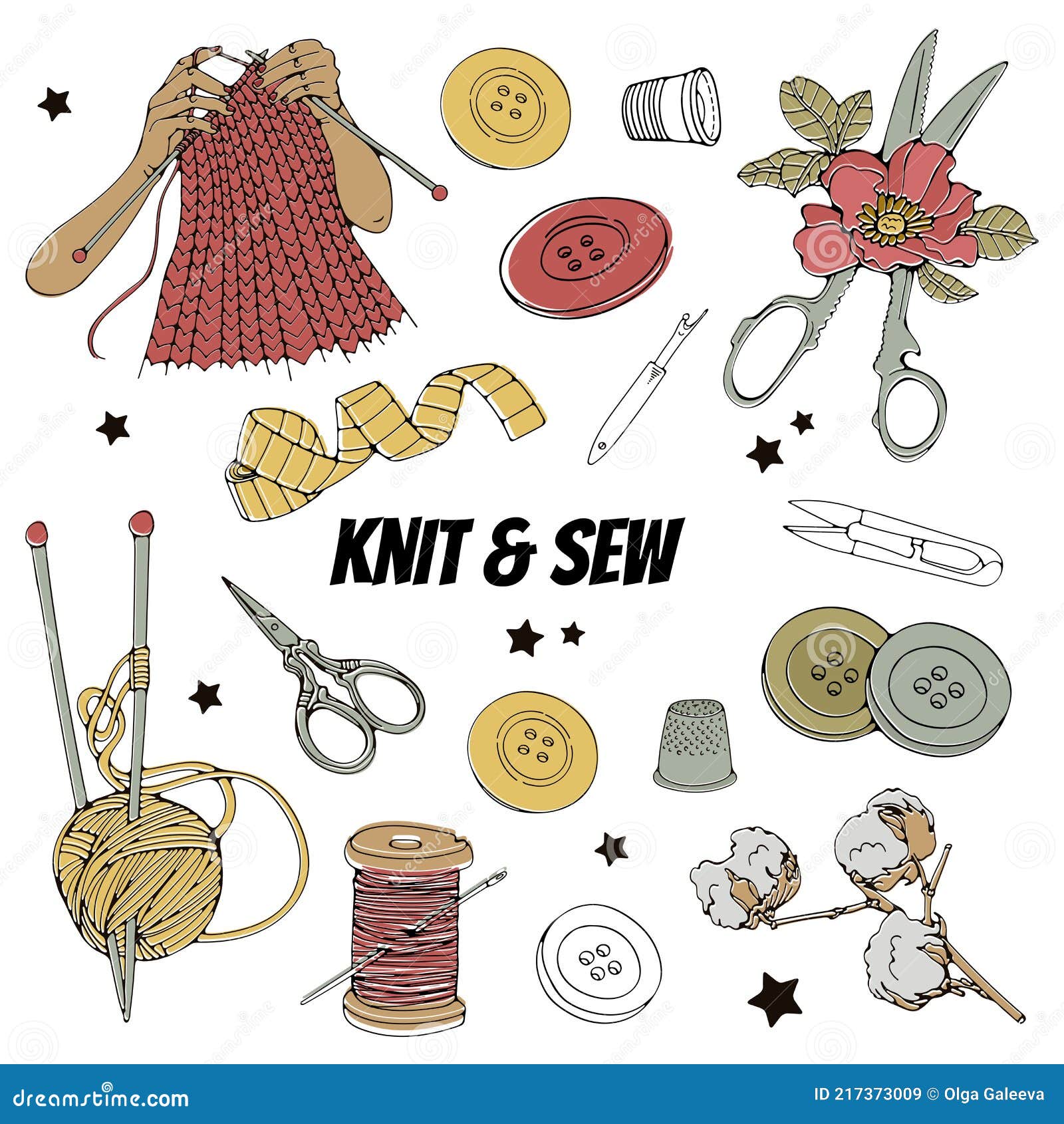 Knit and Sew Graphic Elements Collection in Vector Stock Vector ...
