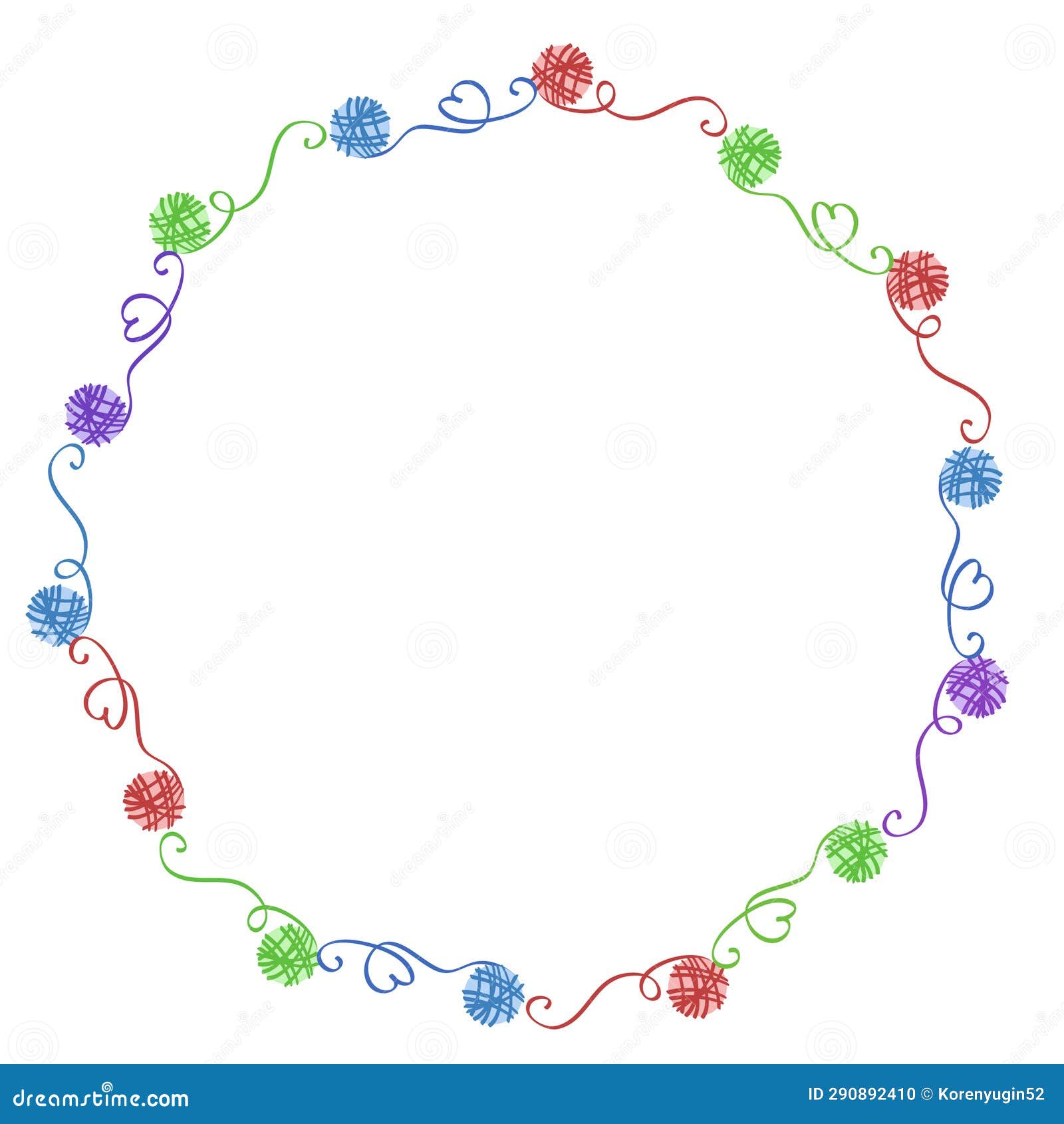 Knit Threads Ball Craft Round Frame Stock Vector - Illustration of ...