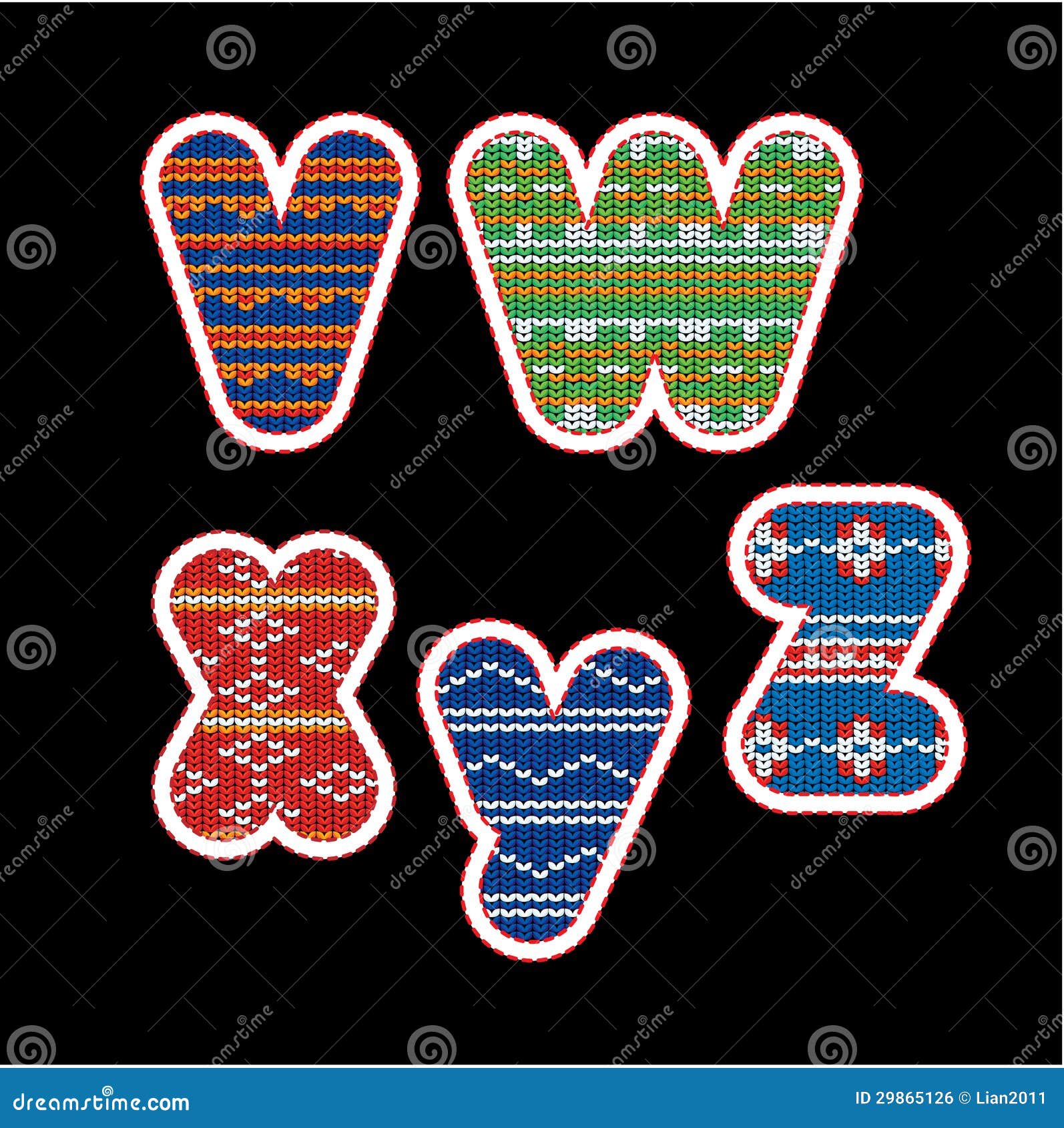 Knitted Alphabet Abstract Decorative - VWXYZ Stock Vector ...