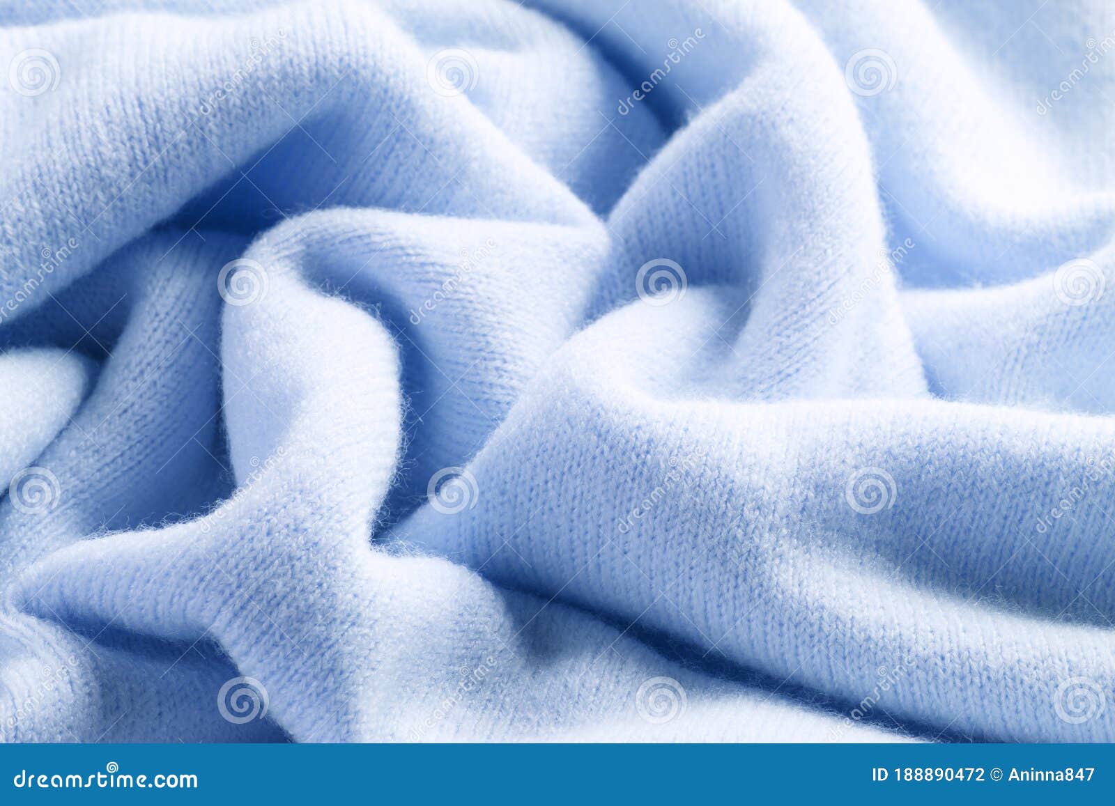 Knitted Cashmere Blue Fabric Texture with Large Fold Stock Photo ...
